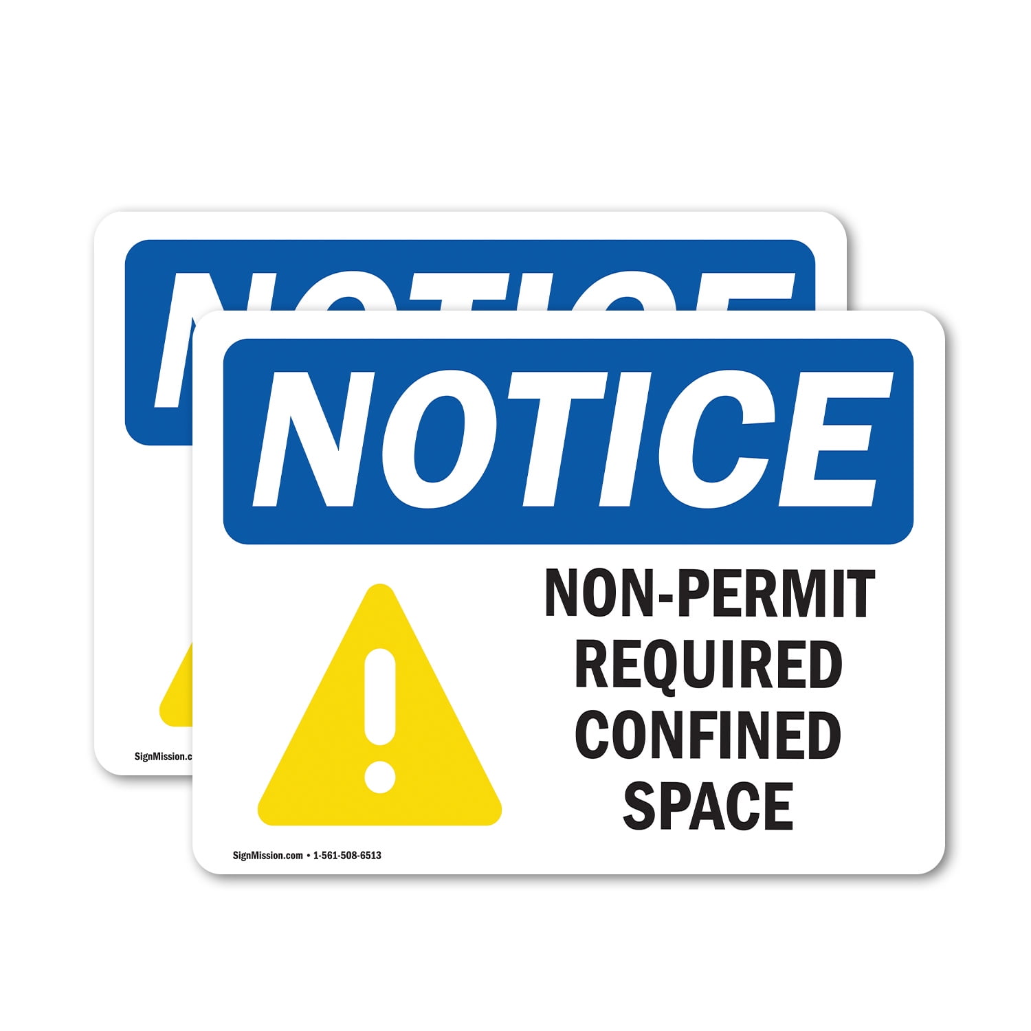 (2 Pack) Non-Permit Required Confined Space OSHA Notice Sign 7 Inch X 5 ...