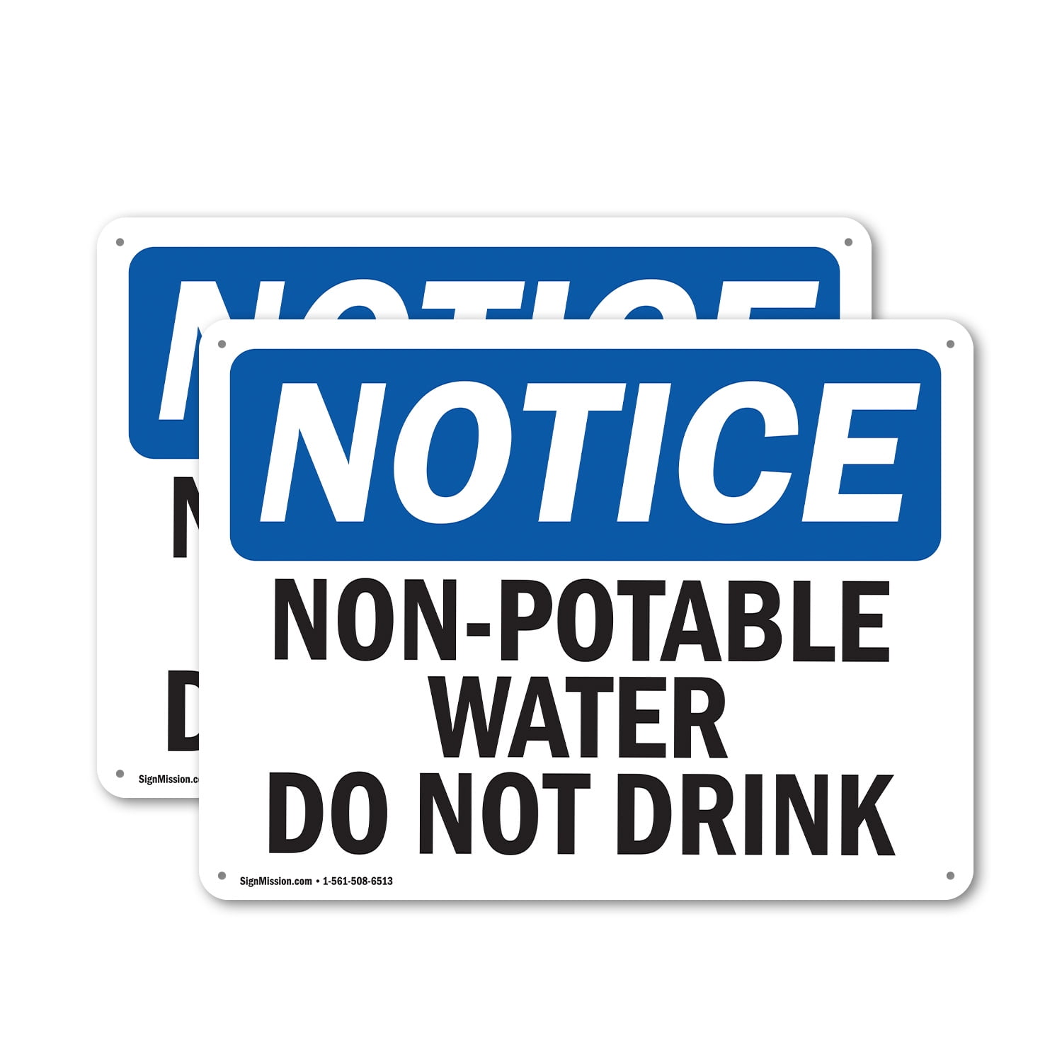(2 Pack) Non-Potable Water Not For Drinking OSHA Notice Sign 24 Inch X ...