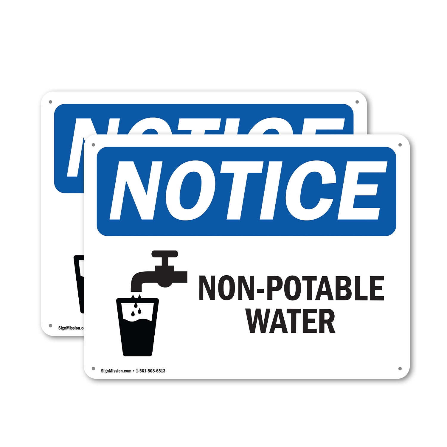 (2 Pack) Non-Potable Water OSHA Notice Sign 10 Inch X 7 Inch Plastic ...