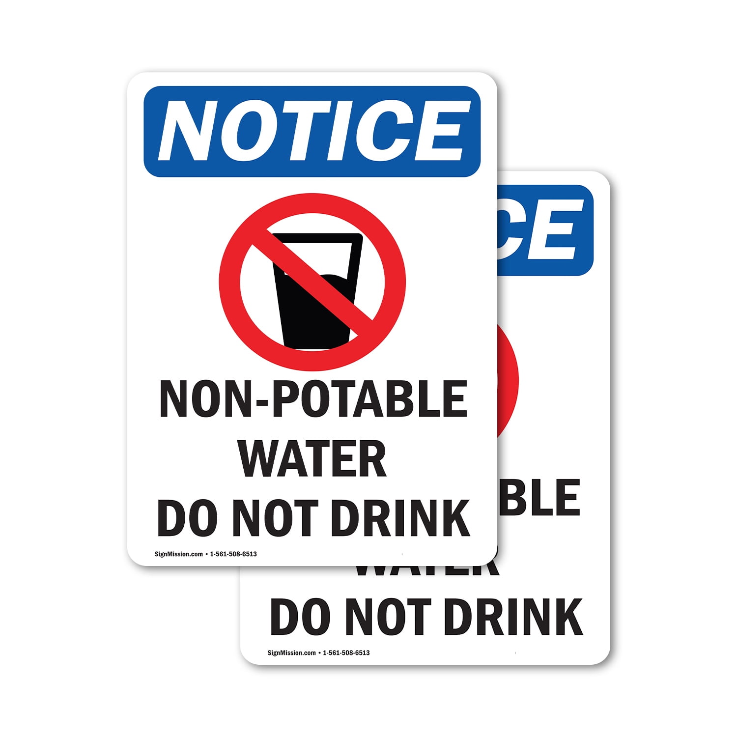 (2 Pack) Non-Potable Water Sign With Symbol OSHA Notice Sign 10 Inch X ...