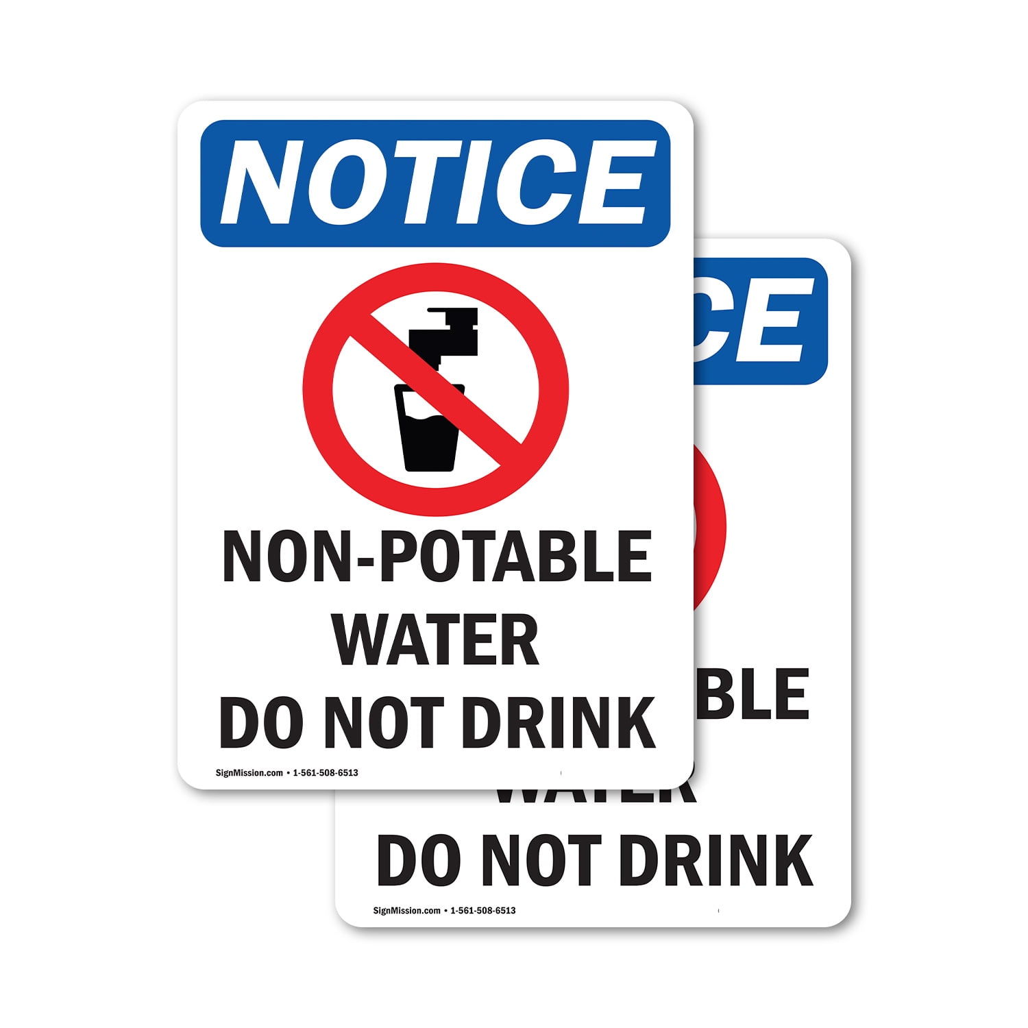 (2 Pack) Non-Potable Water Sign With Symbol OSHA Notice Sign 10 Inch X ...