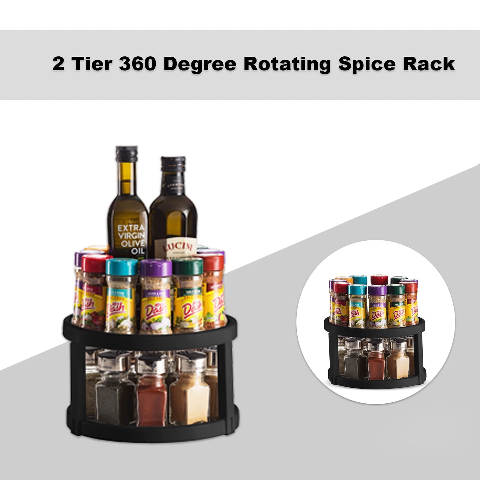 2 Pack Non Skid Lazy Susan Turntable Cabinet Organizer - 2 Tier 360 ...