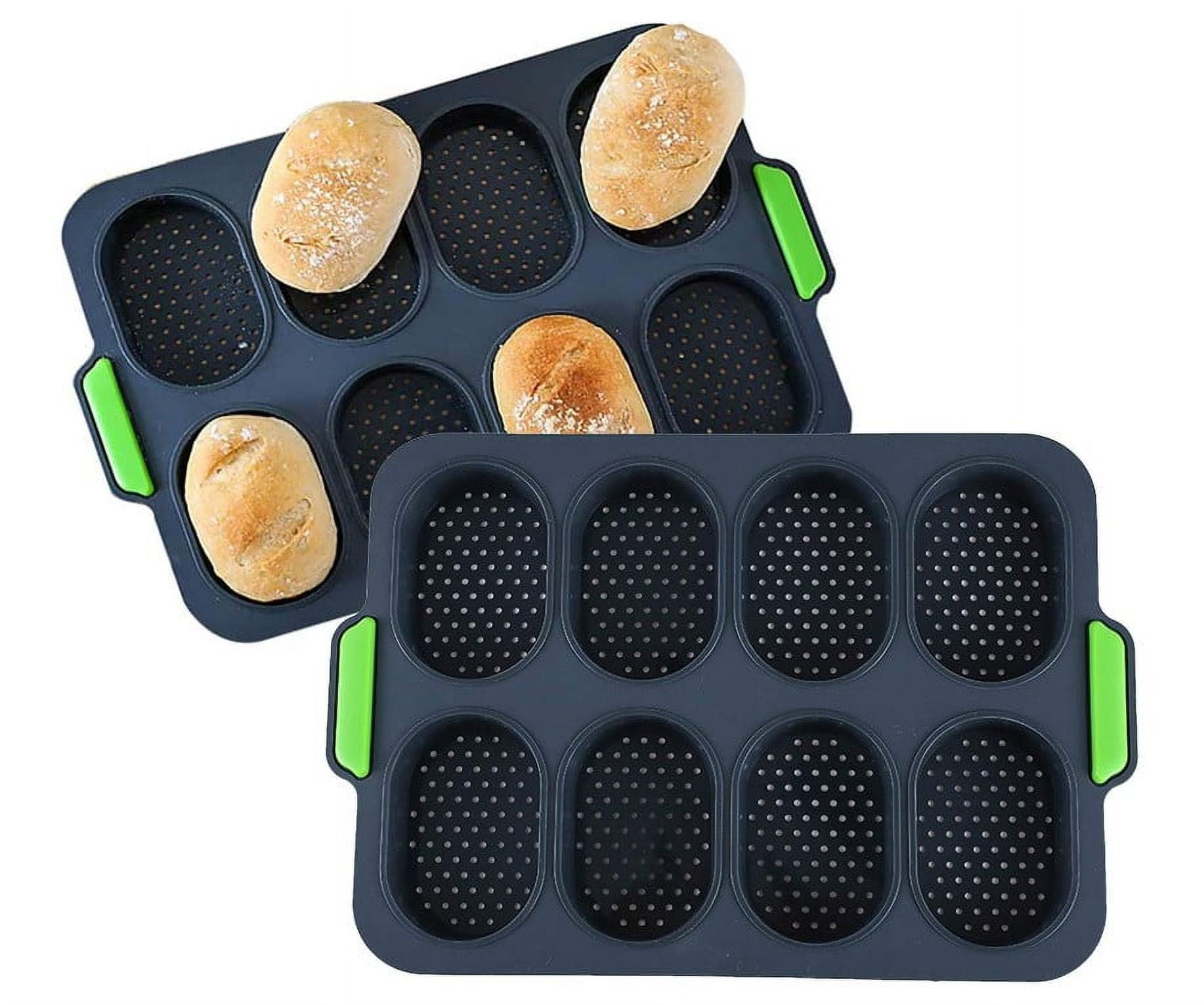 2-Pack Non-Stick Silicone Baguette Pans for Baking, Perfect for Mini ...