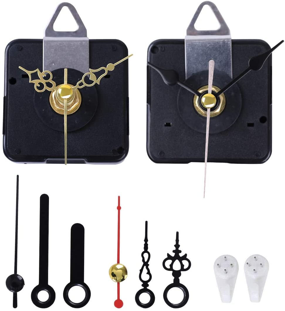 2 Pack Non-Ticking Clock Mechanism with 4 Pack of Short Clock Hands ...