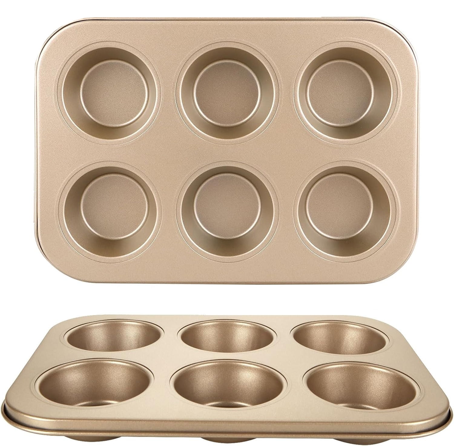 2 Pack Nonstick Muffin Cupcake Pan,Bexikou Carbon Steel Cupcake Pan, 6 ...