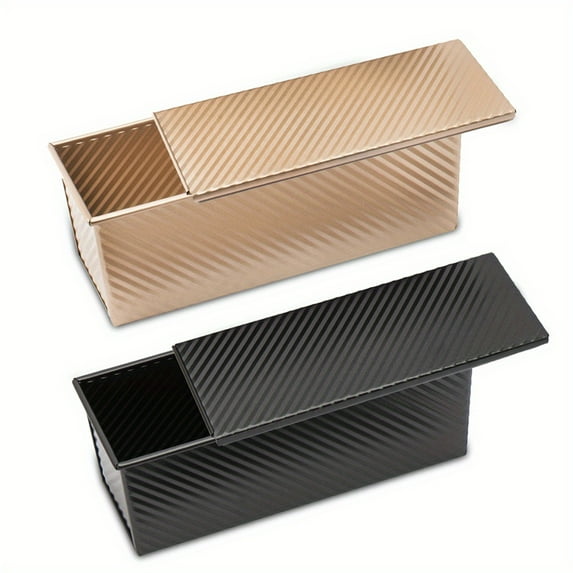 2-Pack Nonstick Pullman Bread Pan with Lid, 13x4 Inch Heavy-Duty Carbon ...