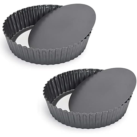 2 Pack Nonstick Tart Pan, Quiche Pan, Carbon Steel Deep-dish Pie Pan ...