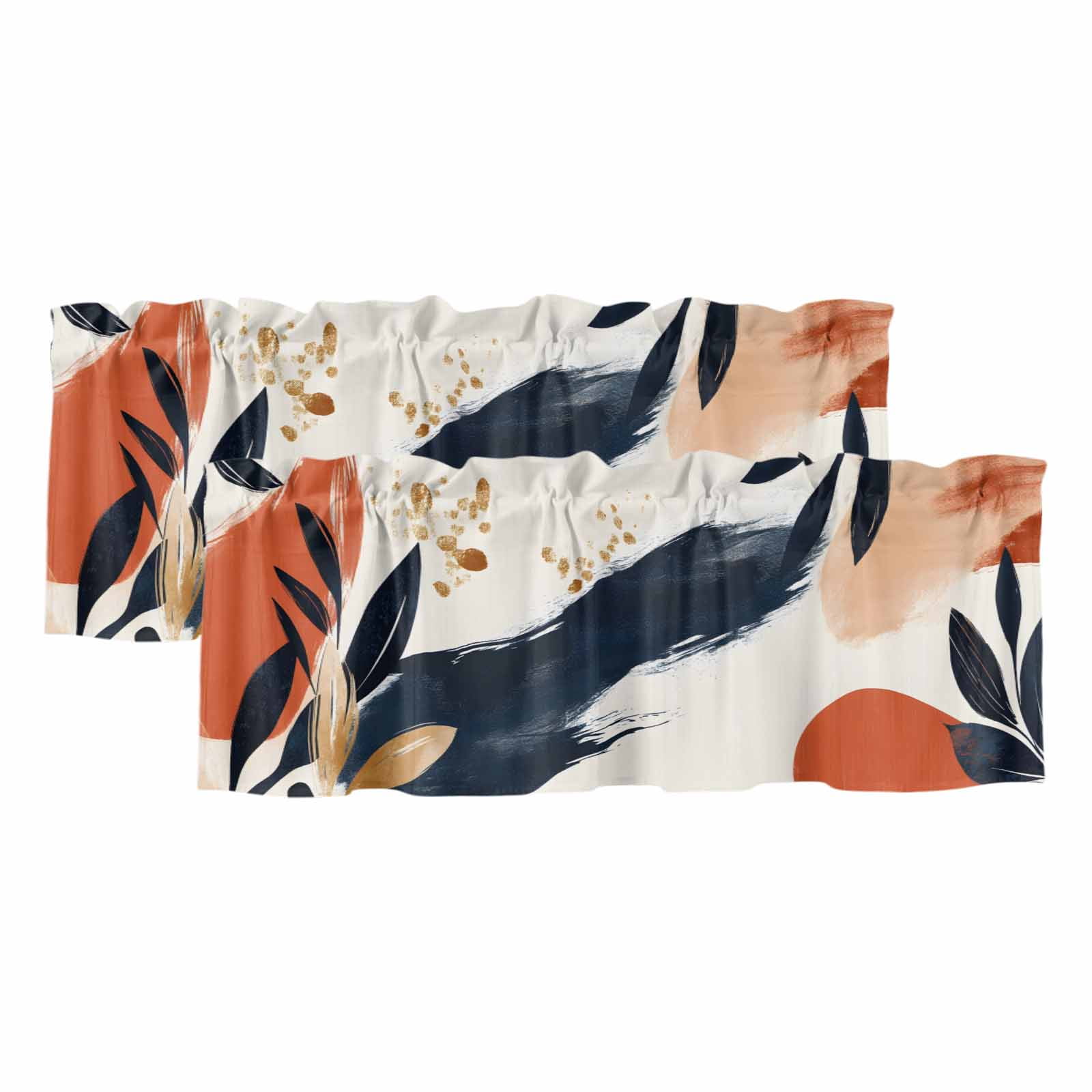2 Pack Nordic Bohemian Valance for Window Abstract Minimalist Leaf ...