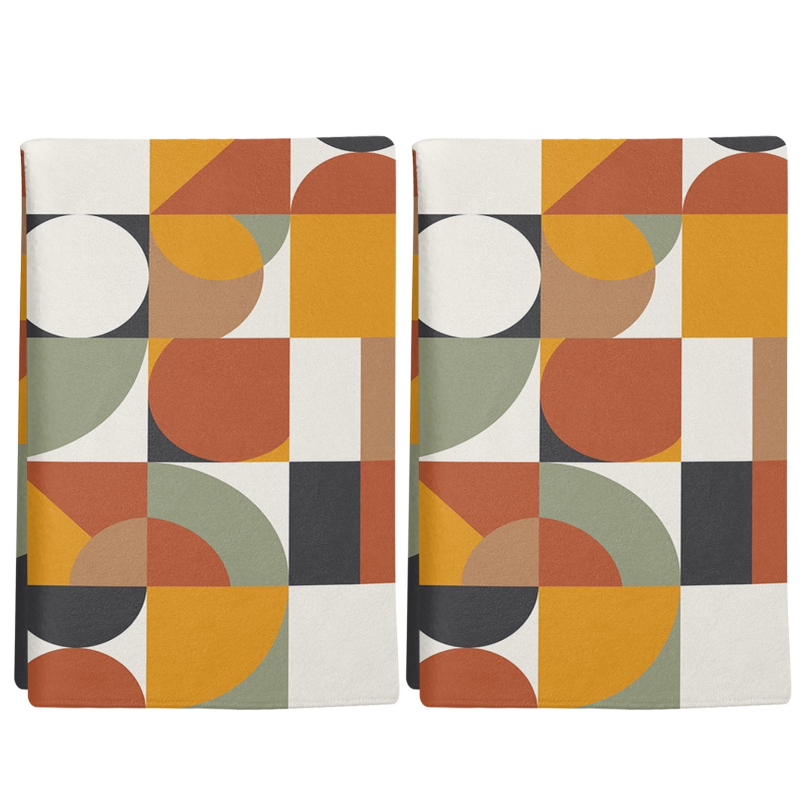 2 Pack Nordic Retro Kitchen Towels Orange Black White Geometric ...