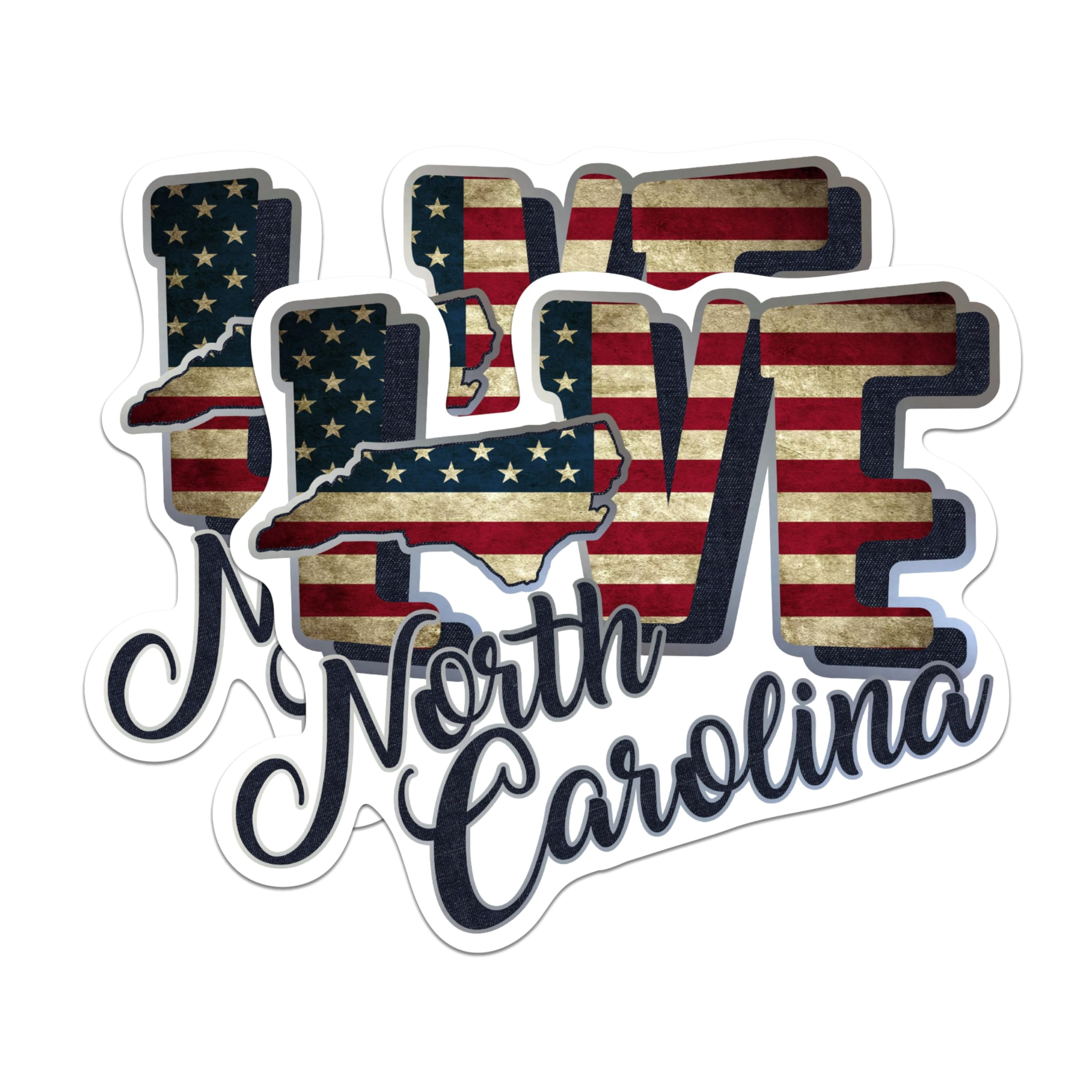 (2 Pack) North Carolina Love State Stickers - NC State USA Flag ...