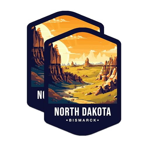 (2 Pack) North Dakota State and Capitol Magnets - ND State Magnet ...