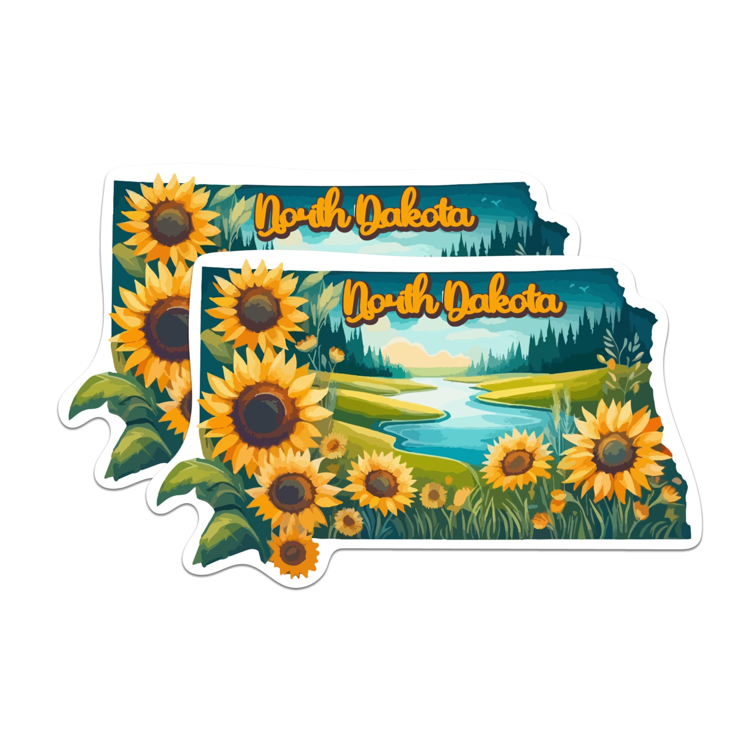(2 Pack) North Dakota State Shape Stickers - ND State Sticker - Choose ...