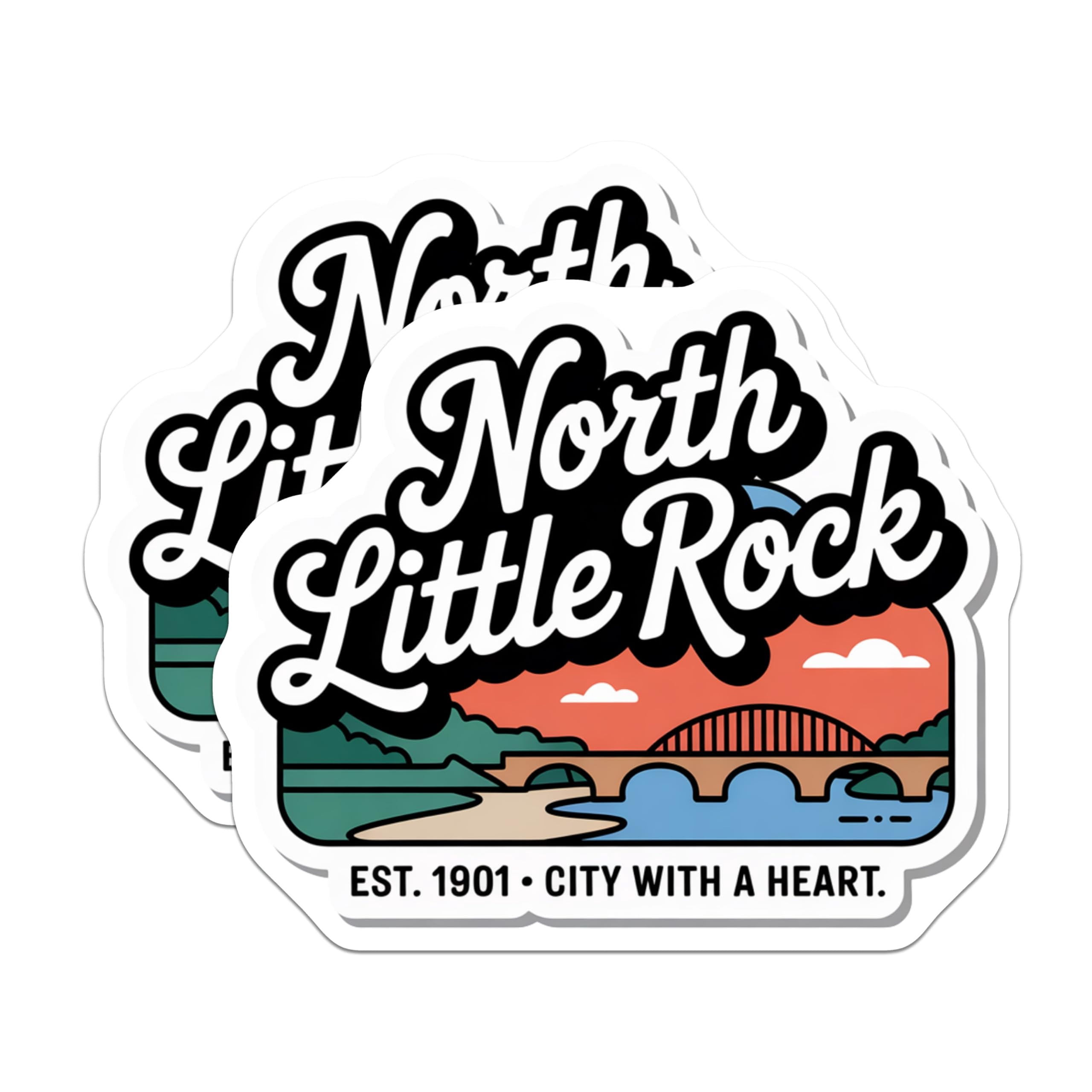 (2 Pack) North Little Rock Stickers - Arkansas Travel Decals - City ...