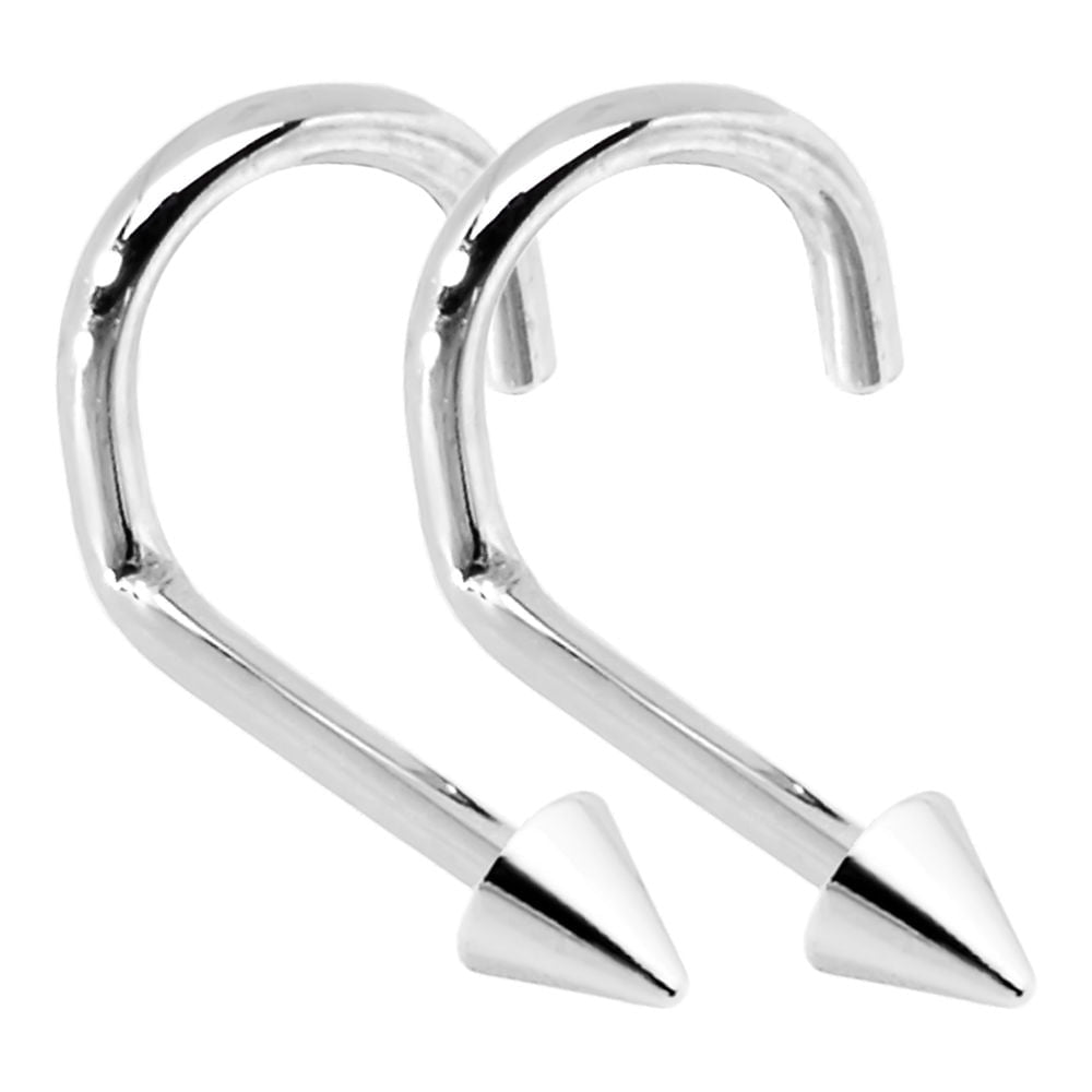 Body Jewelry Online, 2-Pack Nose Piercing Screws, 18G Spike End ...