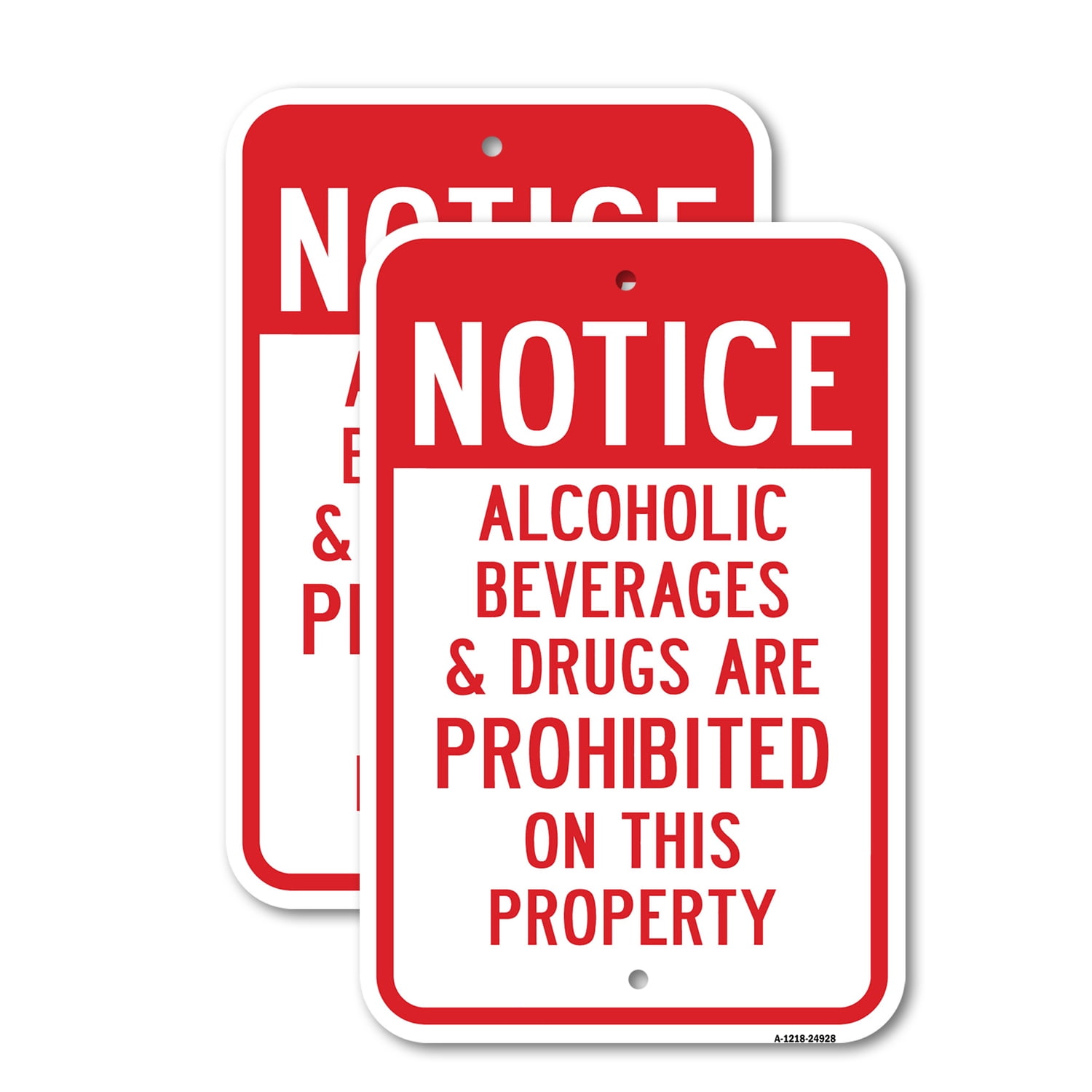 (2 Pack) Notice Alcoholic Beverages & Drugs Are Prohibited | 12" X 18 ...