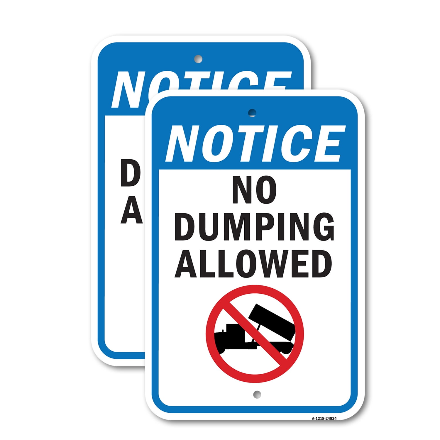 (2 Pack) Notice No Dumping | 12" X 18" Heavy-Gauge Aluminum Sign | Rust ...