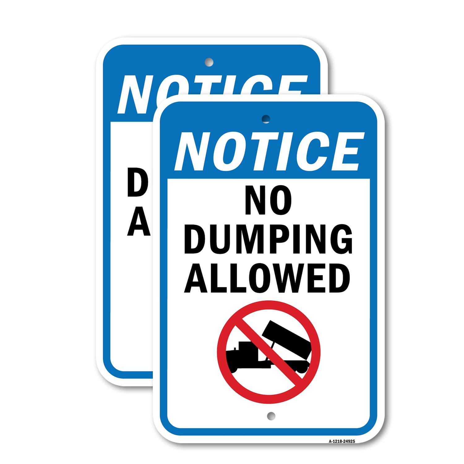 (2 Pack) Notice No Dumping Allowed | 18" X 24" Heavy-Gauge Aluminum ...