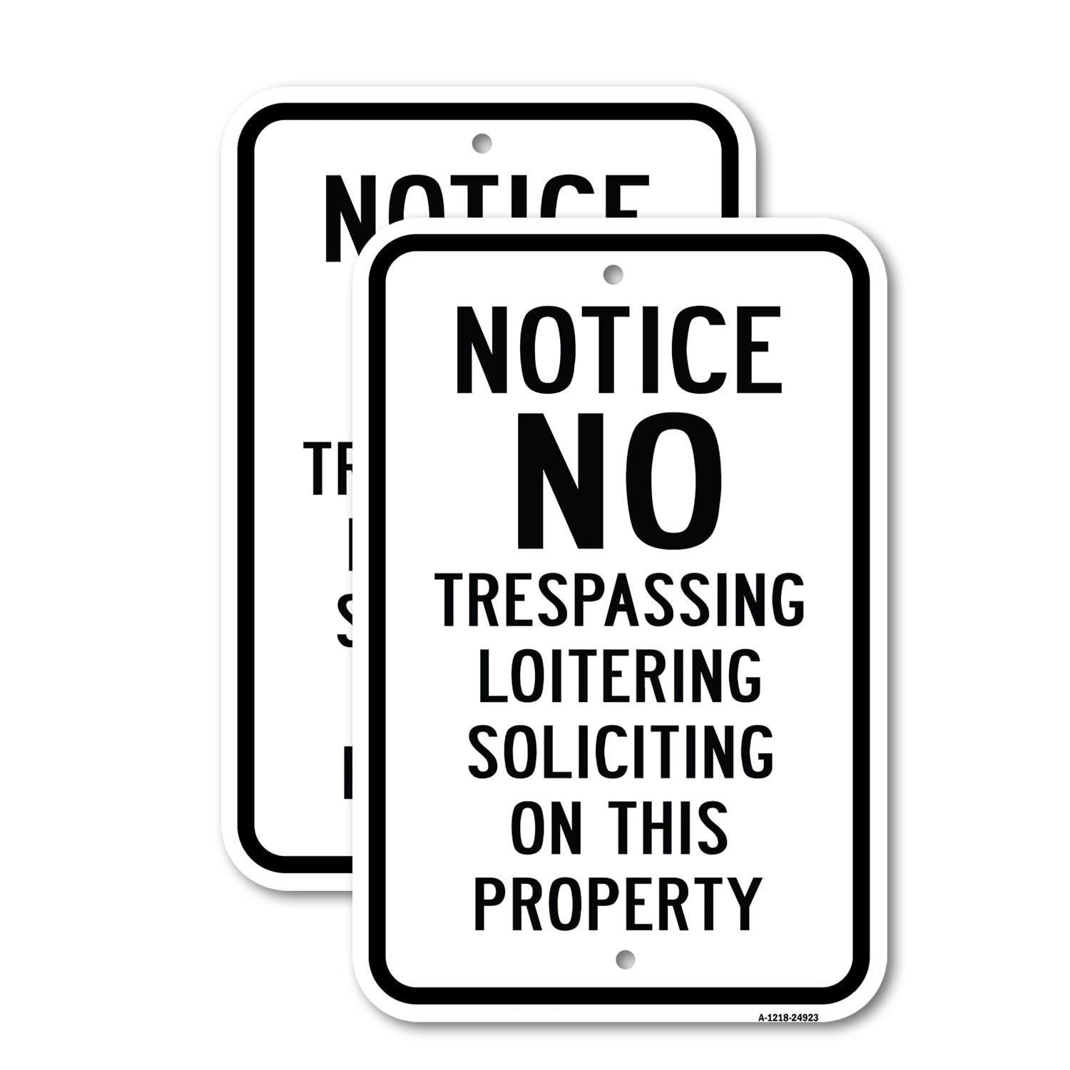 (2 Pack) Notice No Trespassing Loitering Soliciting On This | 18" X 24 ...