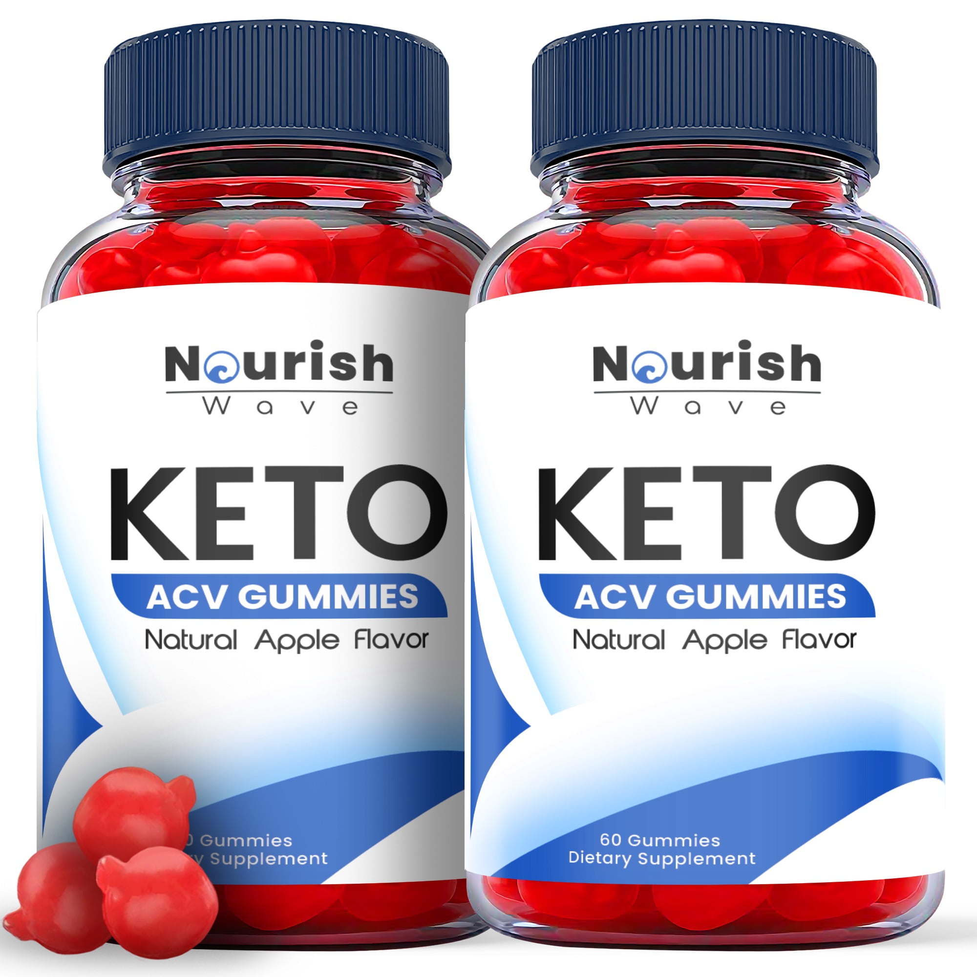 (2 Pack) Nourish Wave Keto ACV Gummies - Apple Cider Vinegar Supplement ...