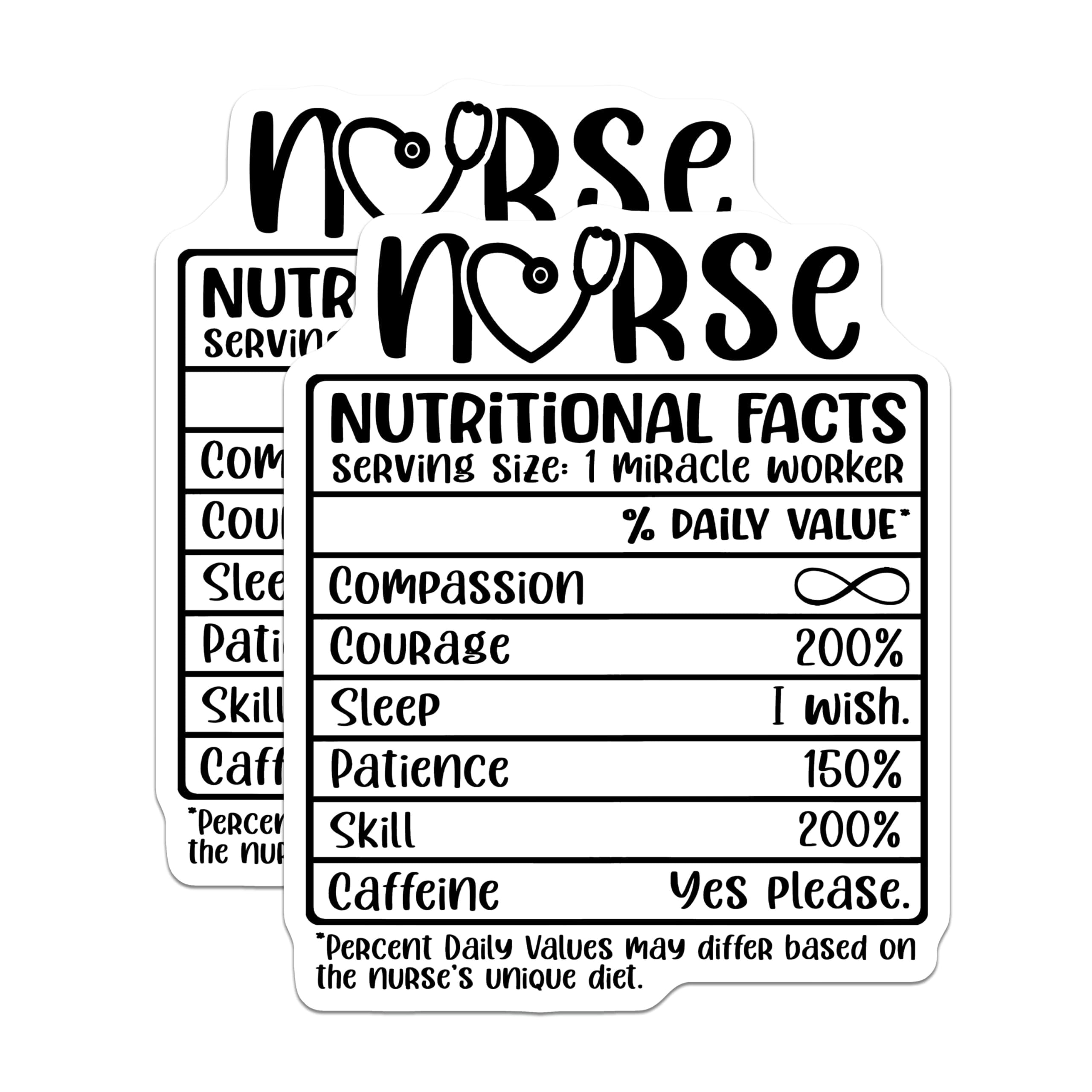 (2 Pack) Nurse Nutrition Facts Magnets - Healthcare Worker - Funny ...