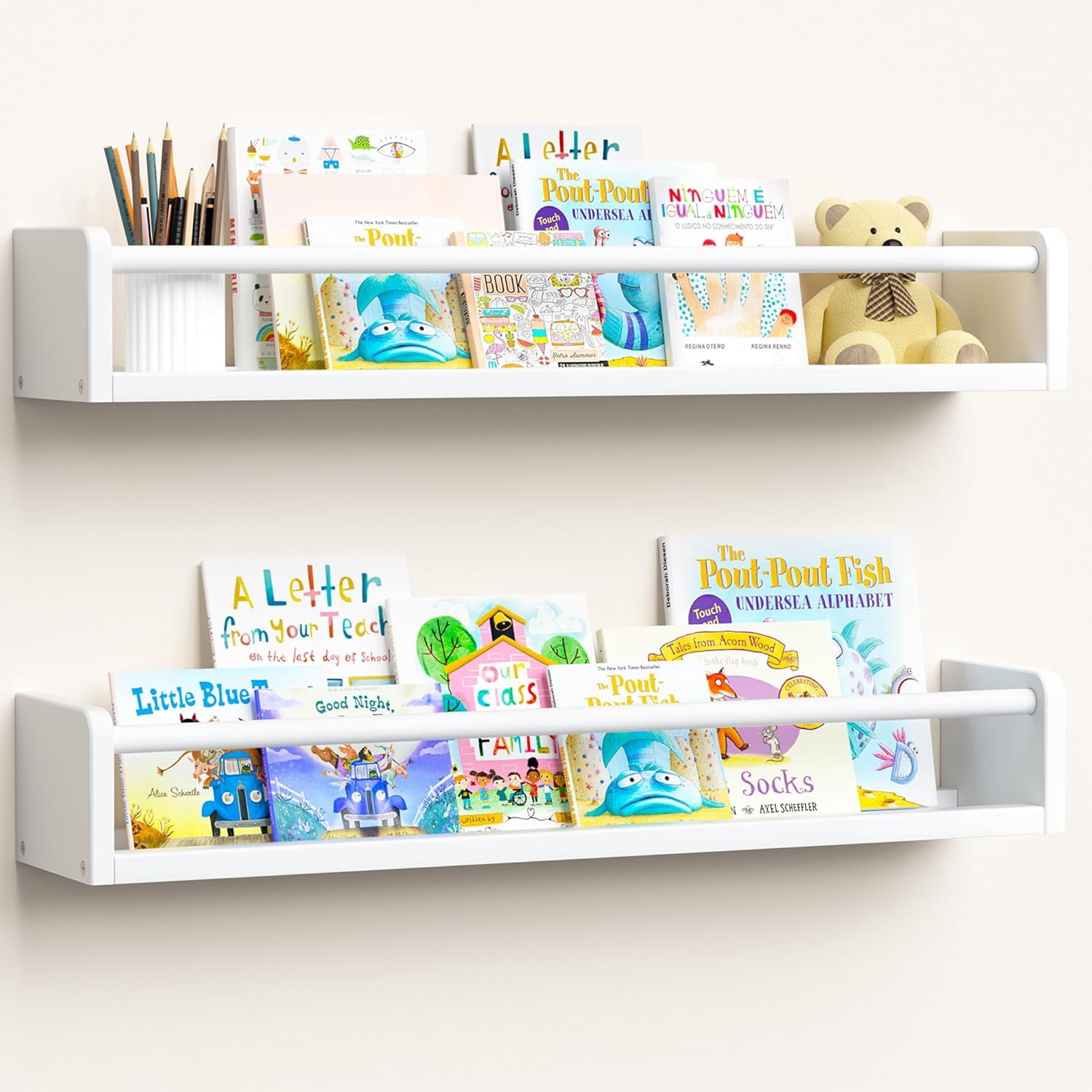 2 Pack Nursery Book Shelves, 23.6 Inch Floating Bookshelves for Wall ...