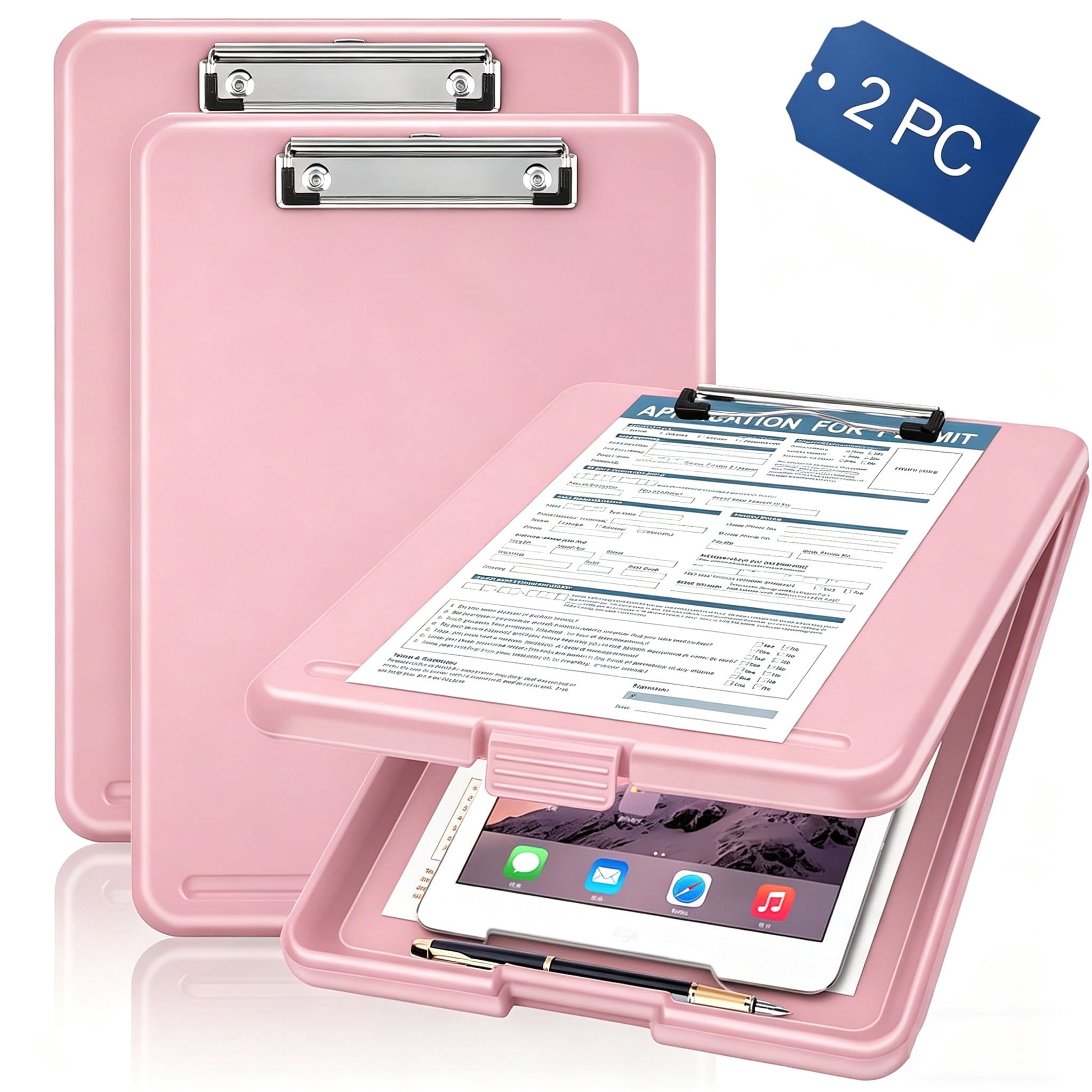 2 Pack Nursing Clipboard with Storage | Heavy Duty A4 Writing Clipboard ...