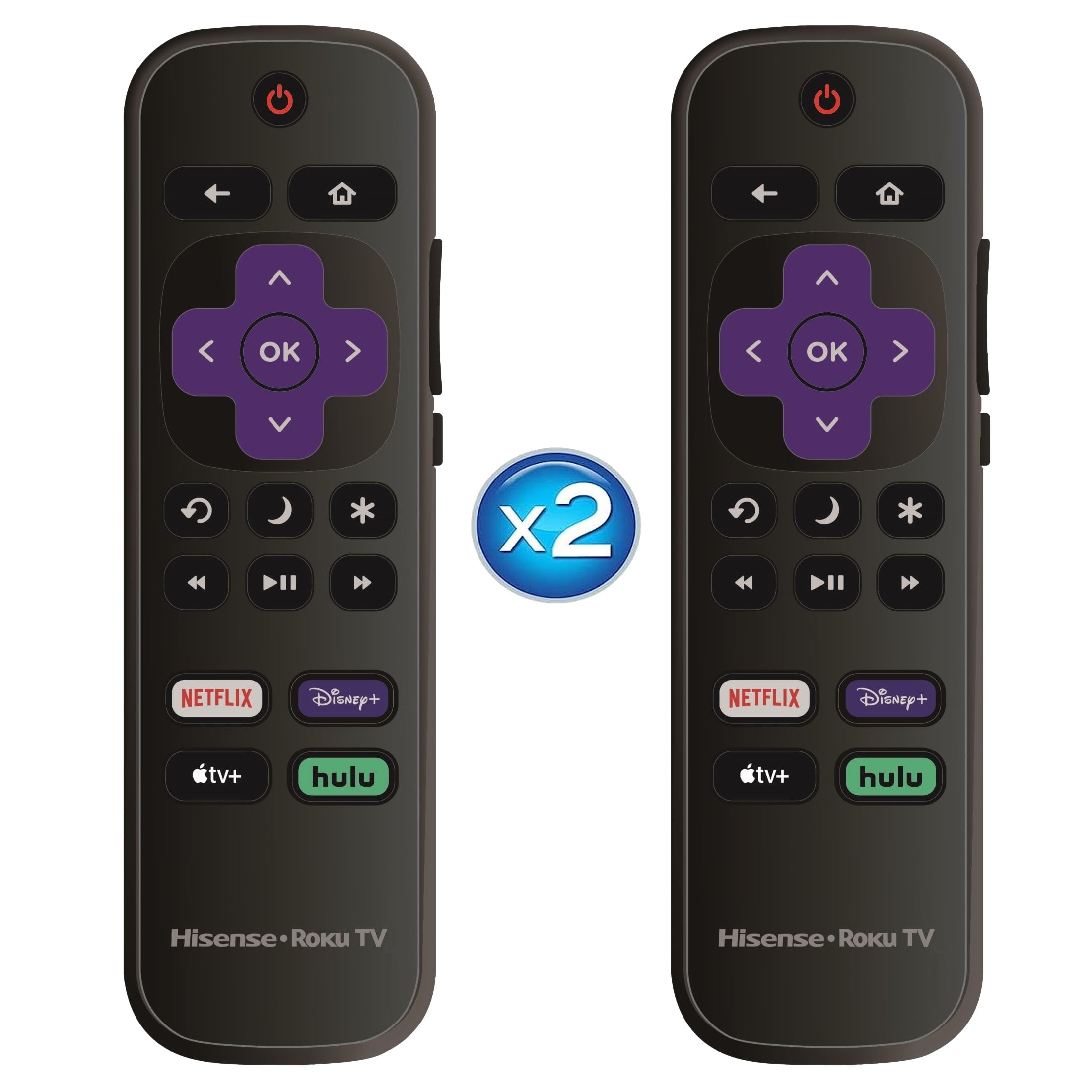 2 Pack - OEM Replacement Remote Control fit for All Hisense Roku TV ...