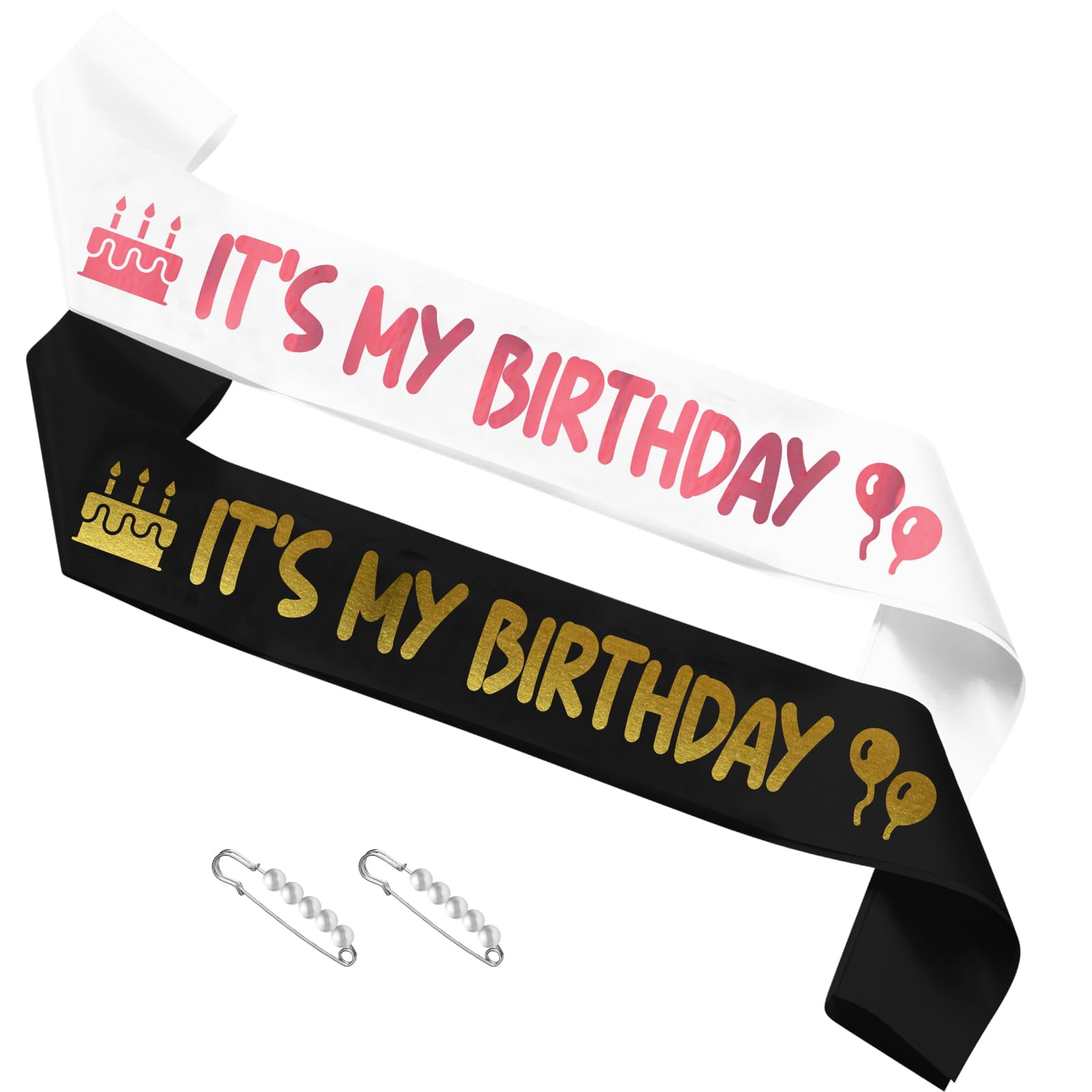 2 Pack It's My OIF8 Birthday Sash for Women & 2 Pearls Safety Pin ...