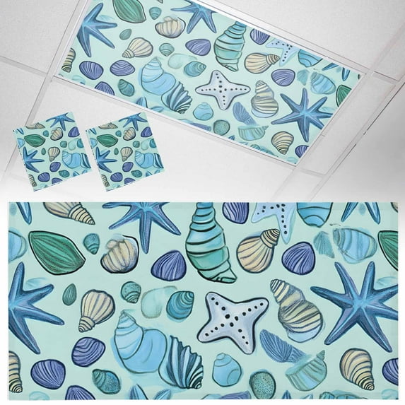 2 Pack Ocean Creature Fluorescent Light Covers for Ceiling Lights Conch ...