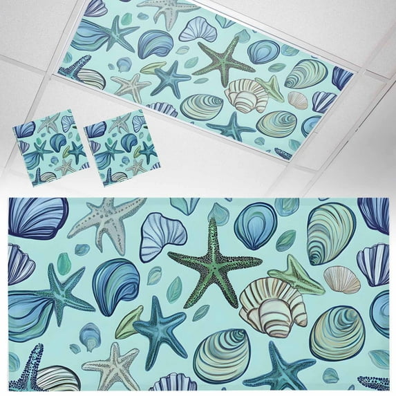 2 Pack Ocean Creature Fluorescent Light Covers for Ceiling Lights Conch ...