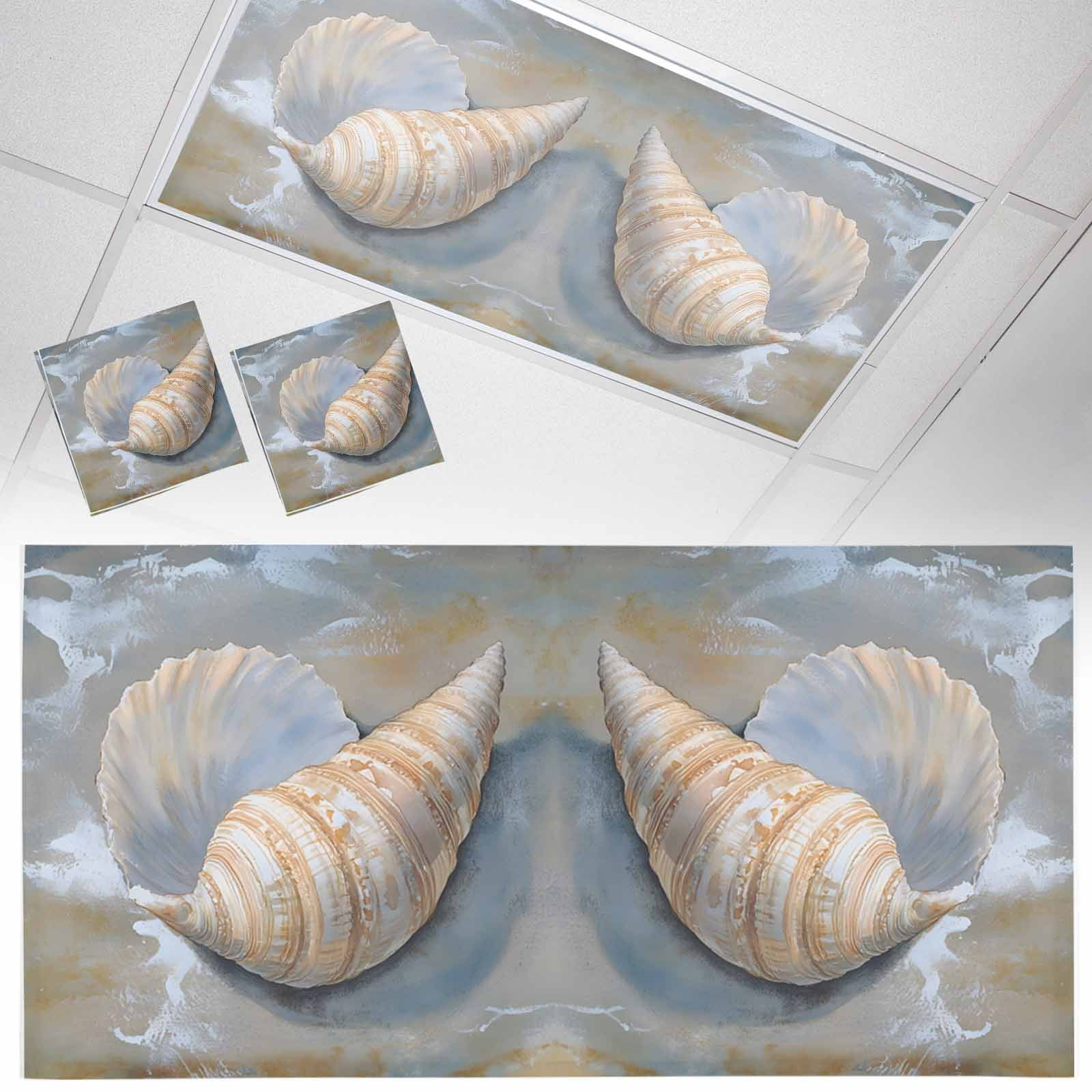 2 Pack Ocean Shell Fluorescent Light Covers for Ceiling Lights Coastal ...