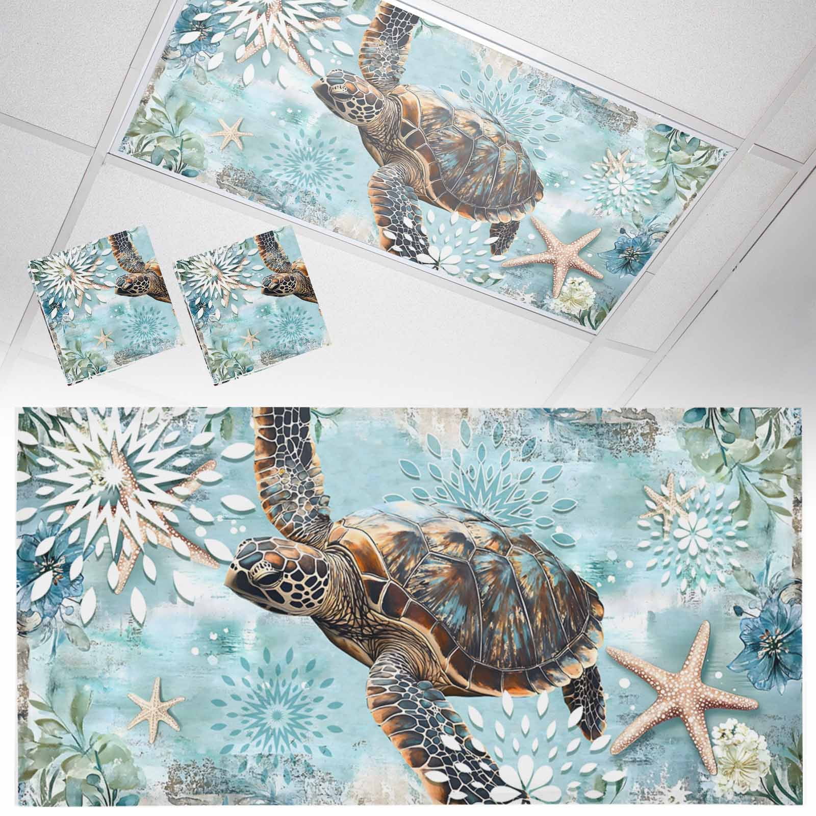2 Pack Ocean Turtle Fluorescent Light Covers for Ceiling Lights ...