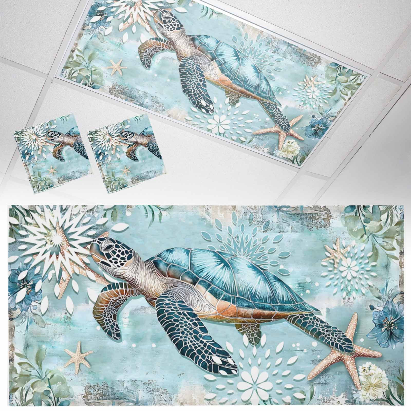 2 Pack Ocean Turtle Fluorescent Light Covers for Ceiling Lights ...
