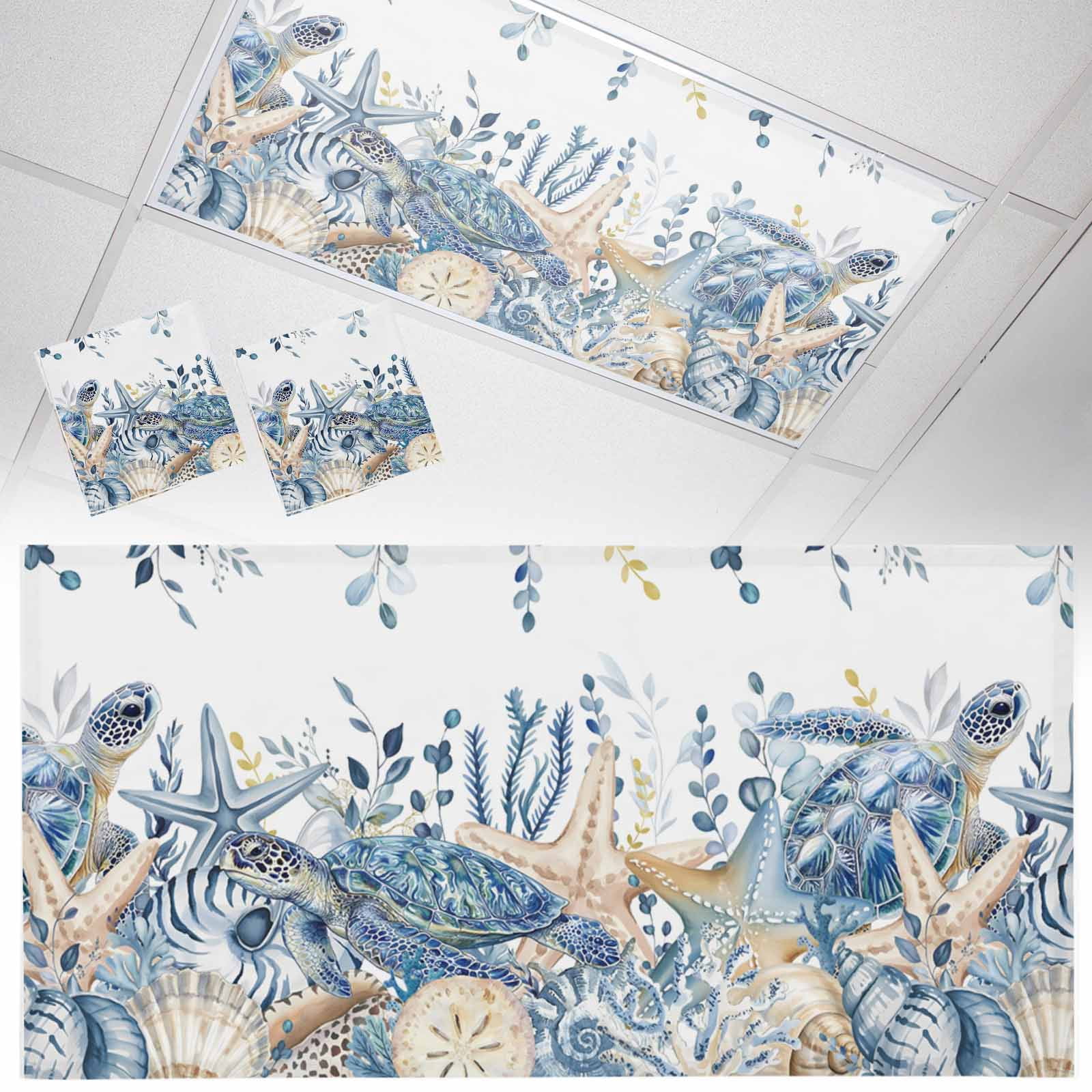 2 Pack Ocean Turtle Fluorescent Light Covers for Ceiling Lights Retro ...