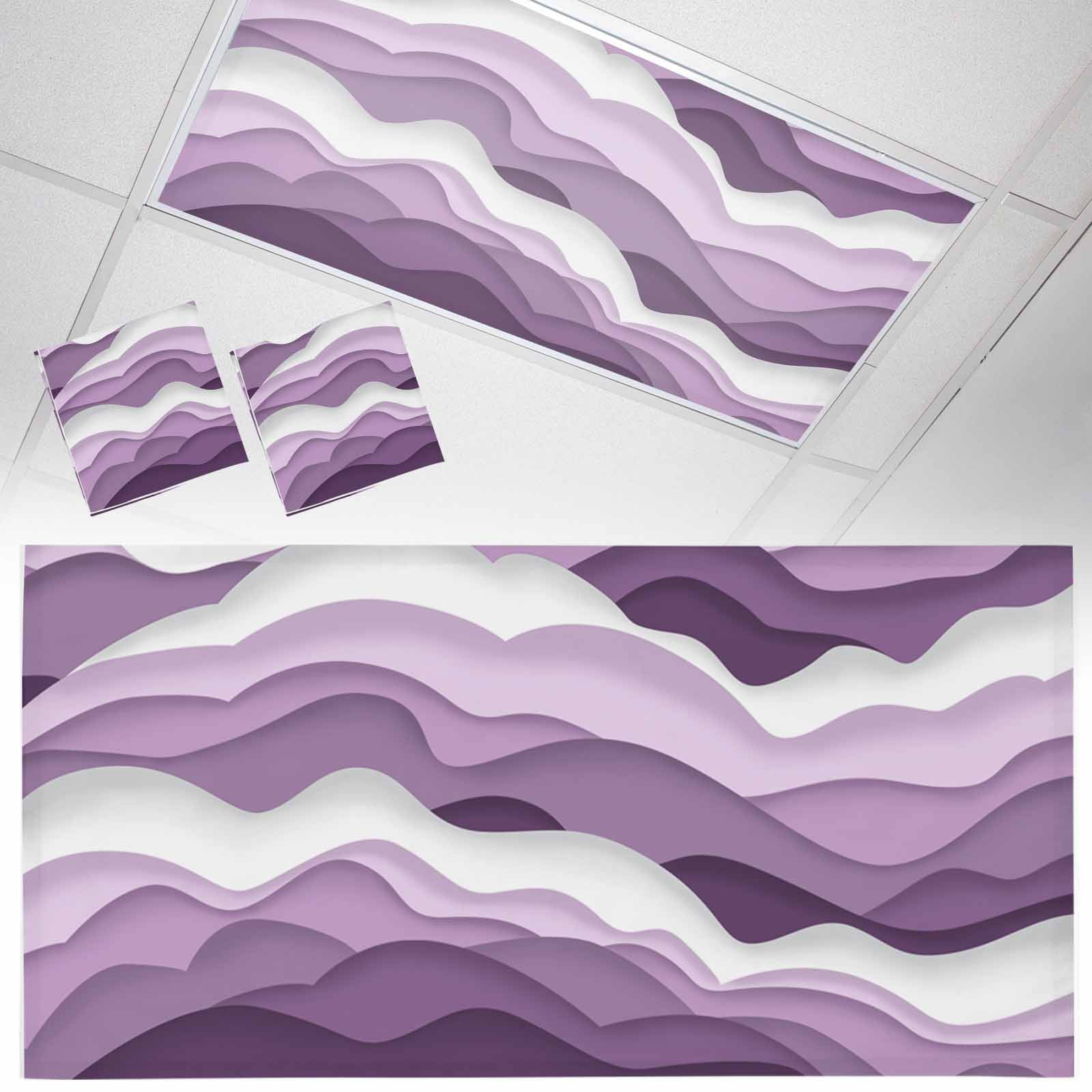 2 Pack Ocean Waves Fluorescent Light Covers for Ceiling Lights Purple ...