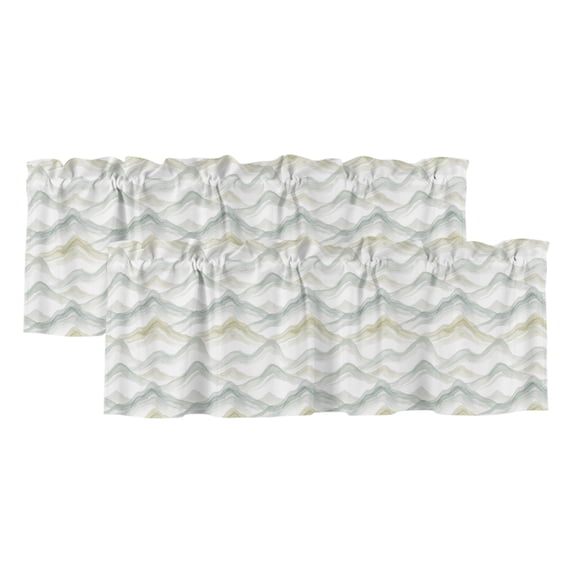 2 Pack Ocean Waves Valance for Window Abstract Watercolor Coastal Grey ...