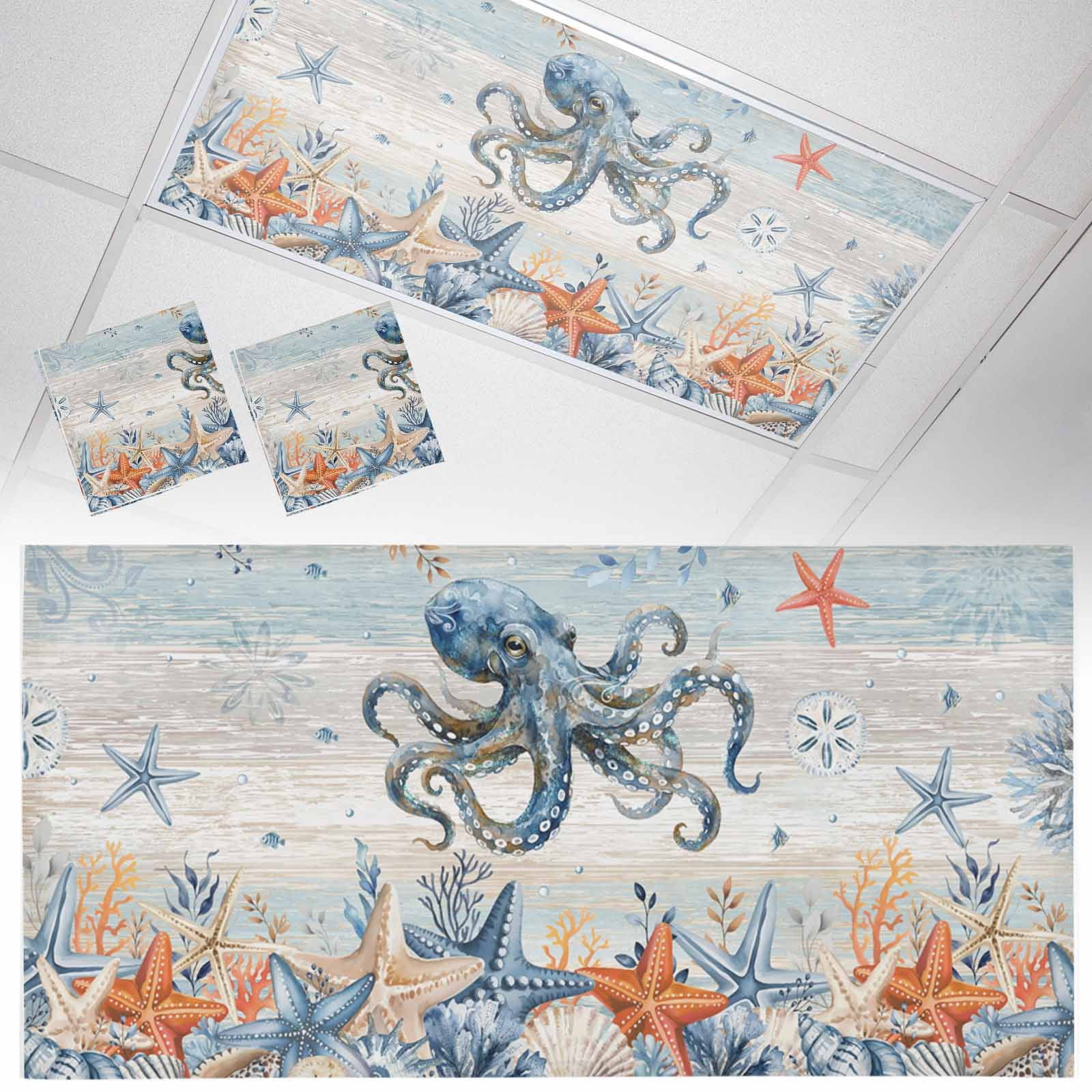 2 Pack Oceans Marine Life Fluorescent Light Covers for Ceiling Lights ...