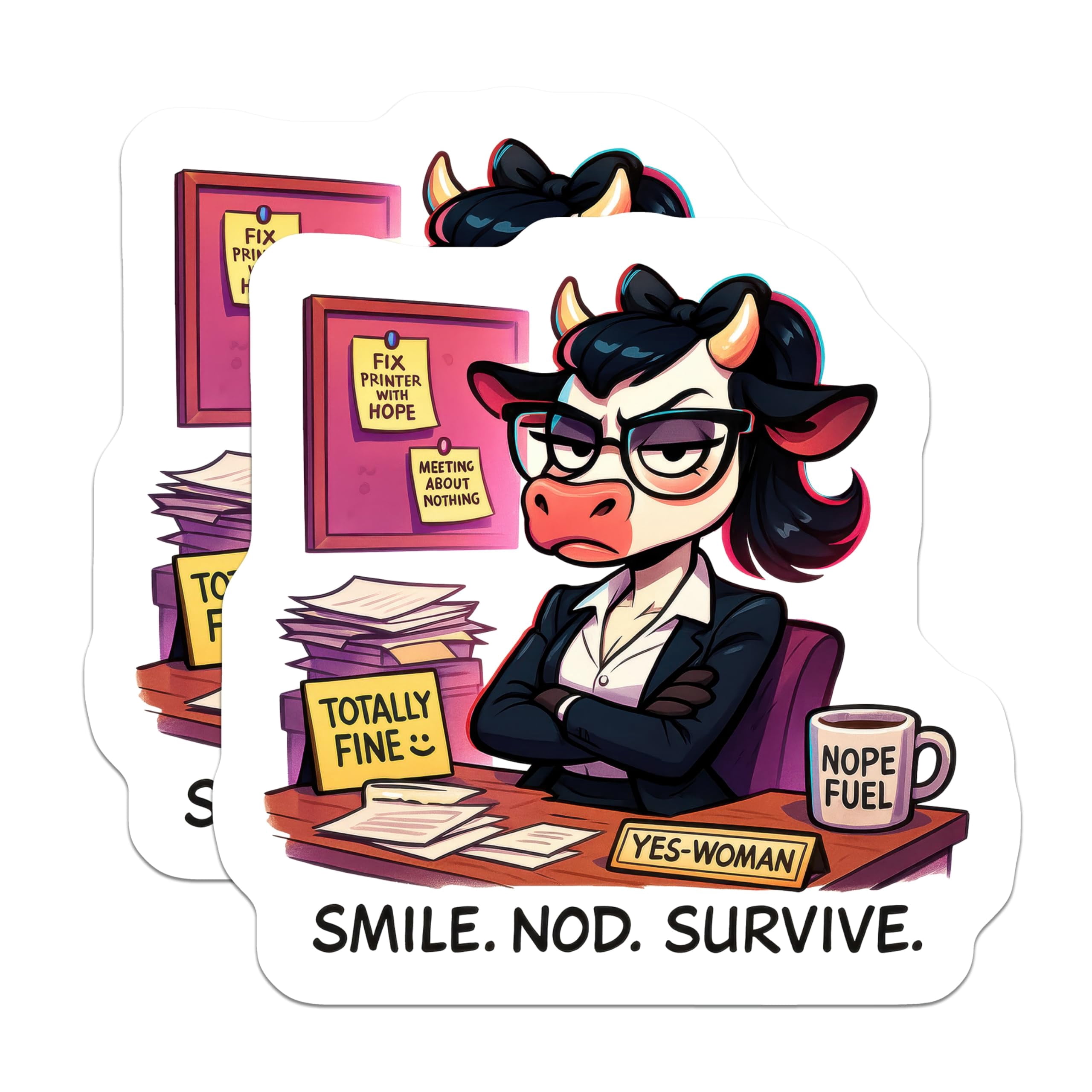(2 Pack) Office Cow Stickers - Workplace Survival - Corporate Life ...