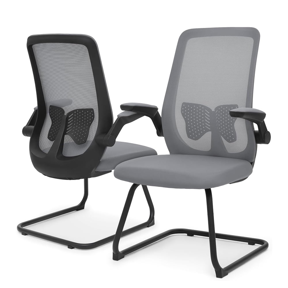 2 Pack Office Guest Chair, Comfy Reception Chair with Lumbar Support and Slip Up Armrest, Modern ...