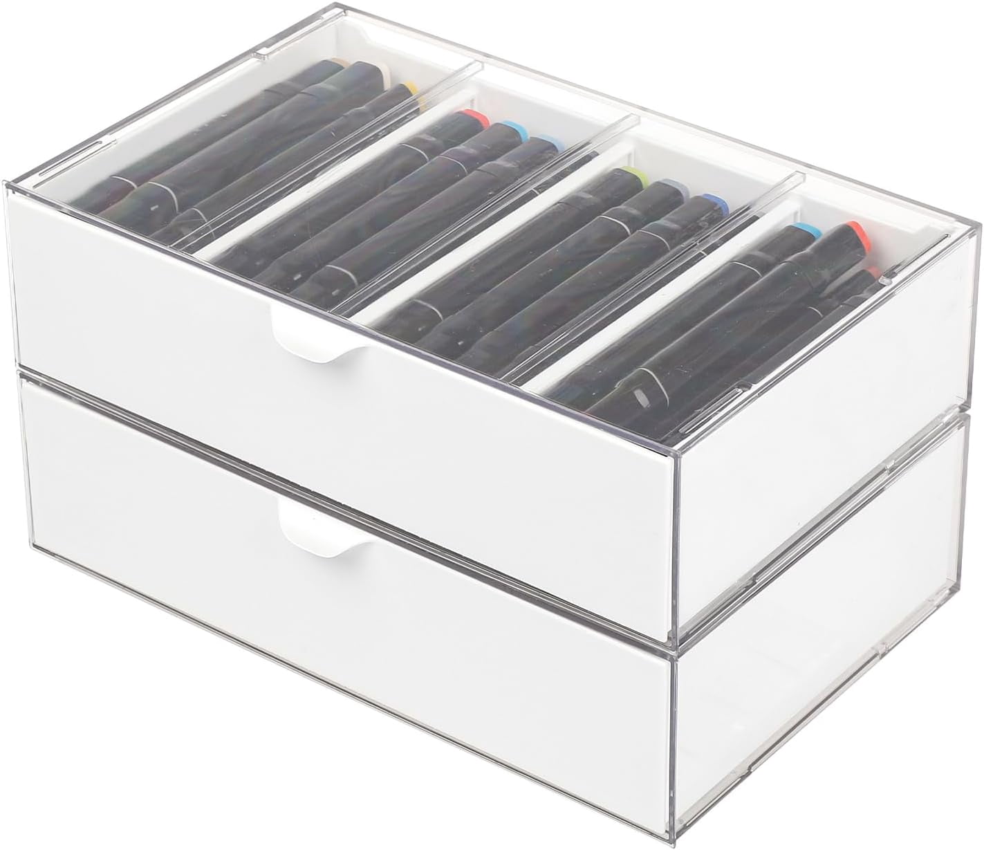 2 Pack Office Organizer Drawer for Desk, Plastic Pen Organizer with ...