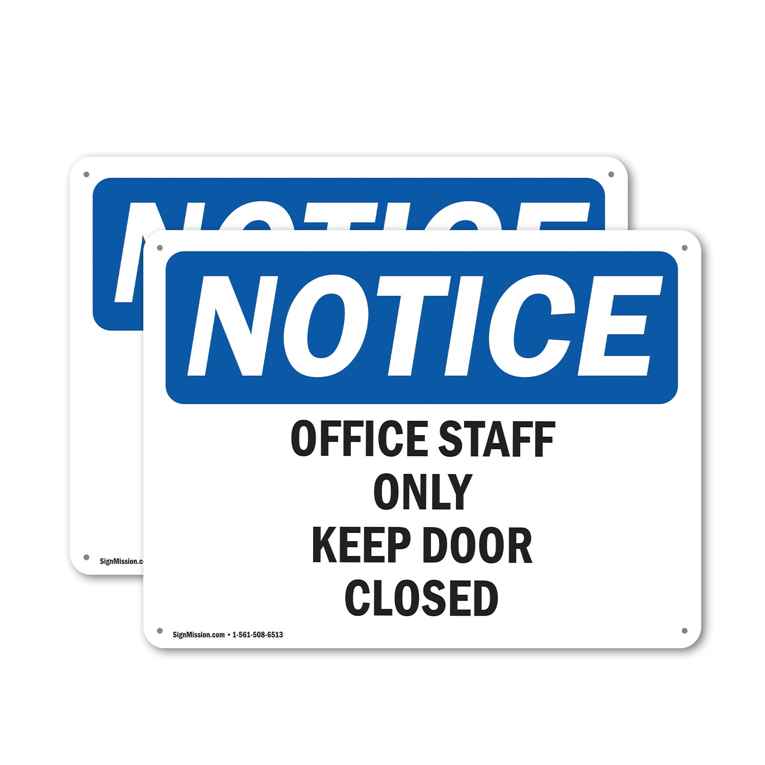 (2 Pack) Office Staff Only Keep Door Closed OSHA Notice Sign 14 Inch X ...