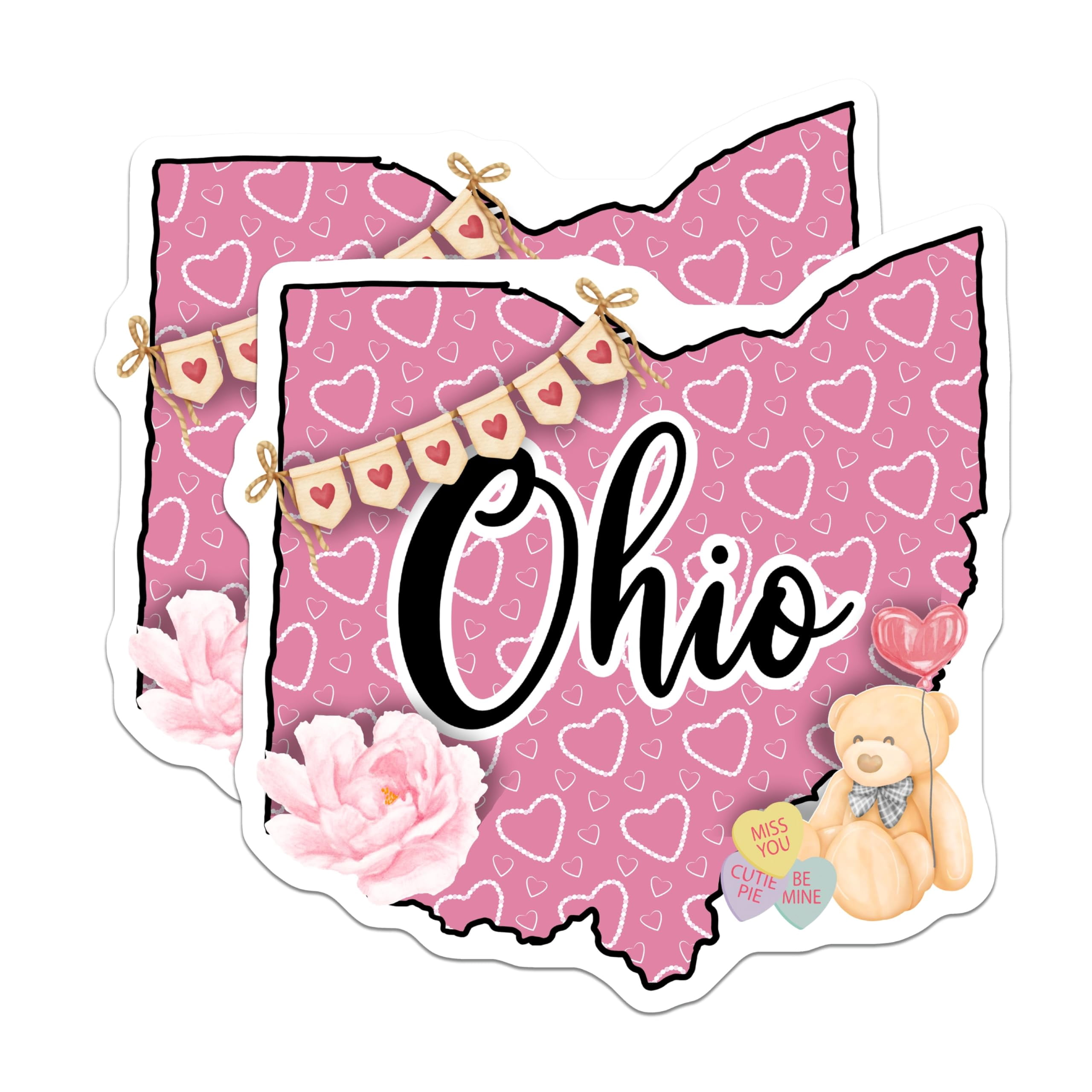 (2 Pack) Ohio Stickers - Cute State Stickers - Teddy Bear Ohio Lover ...