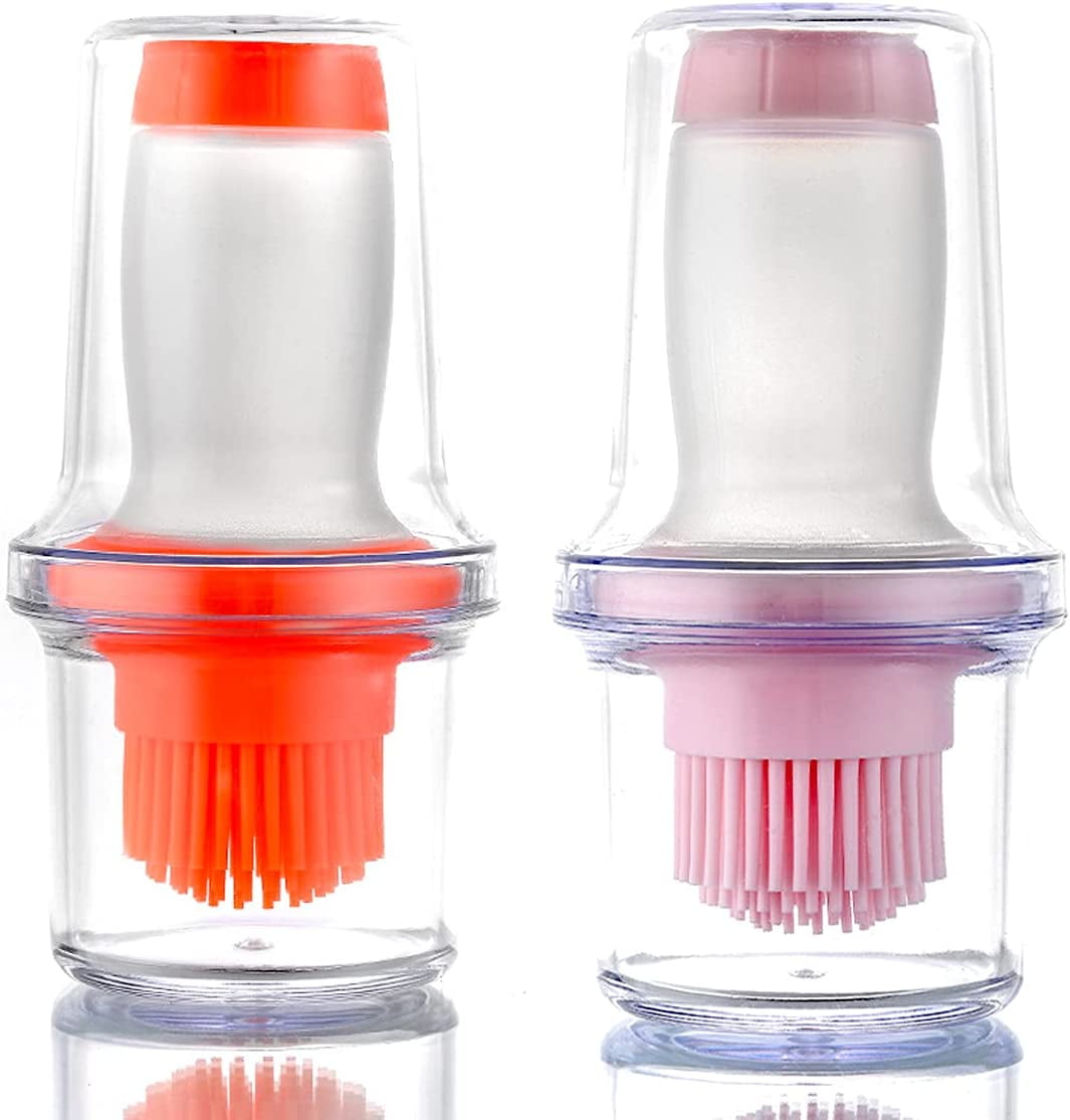 2 Pack Oil Bottle with Silicone Brush, Oil Bottle Silicone Oil Brushes ...