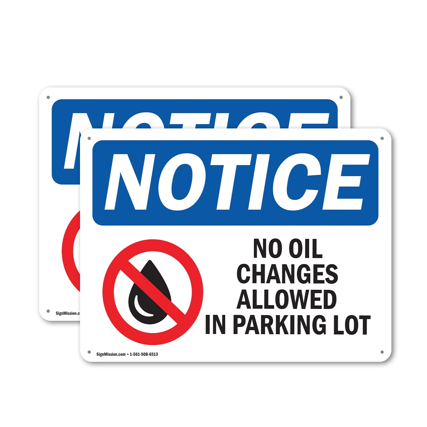 (2 Pack) No Oil Changes In Parking Lot OSHA Notice Sign 14 Inch X 10 ...