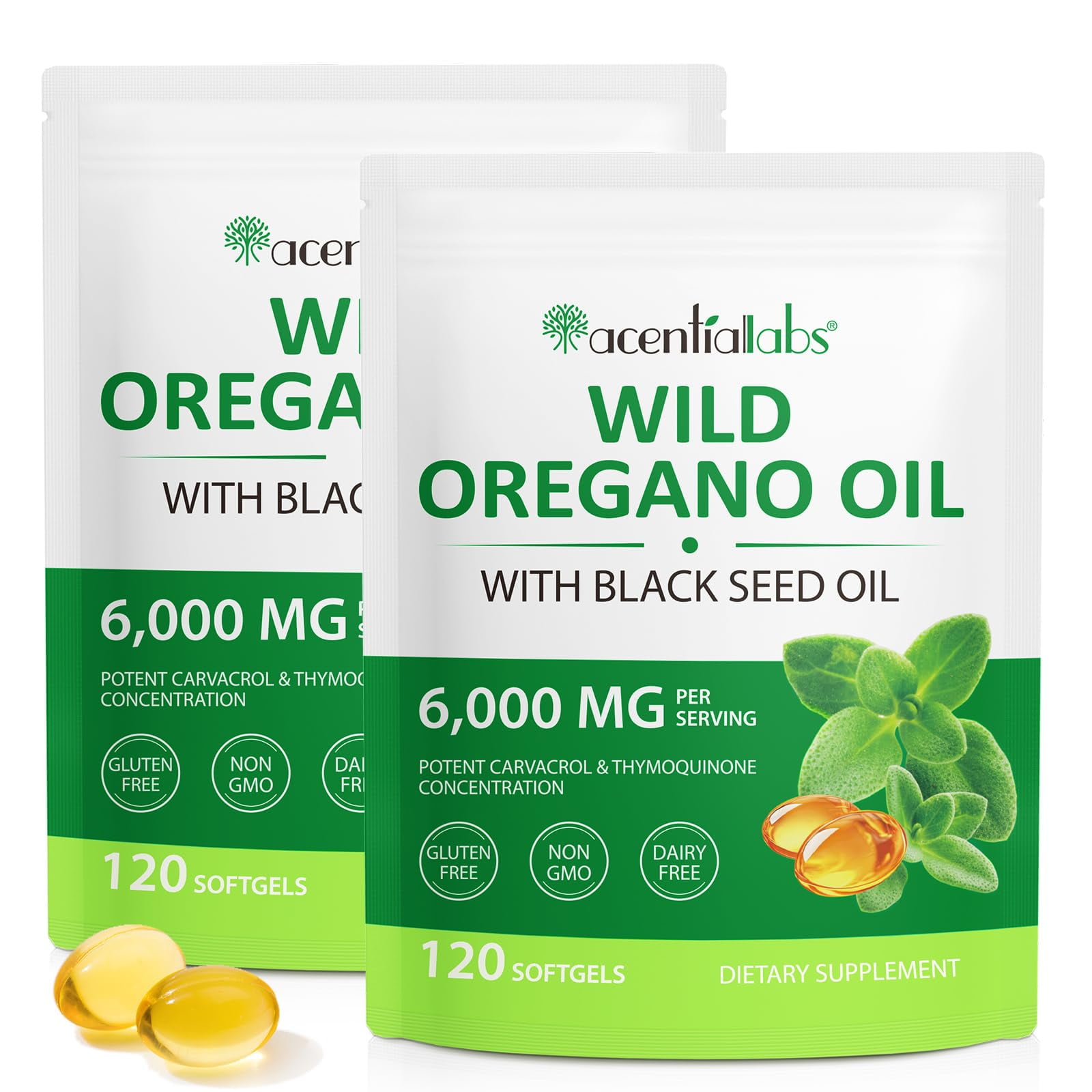 2 Pack Oil of Oregano Softgels, 120 KMC2Count Oregano Oil Supplement Capsules, Oregano Oil ...