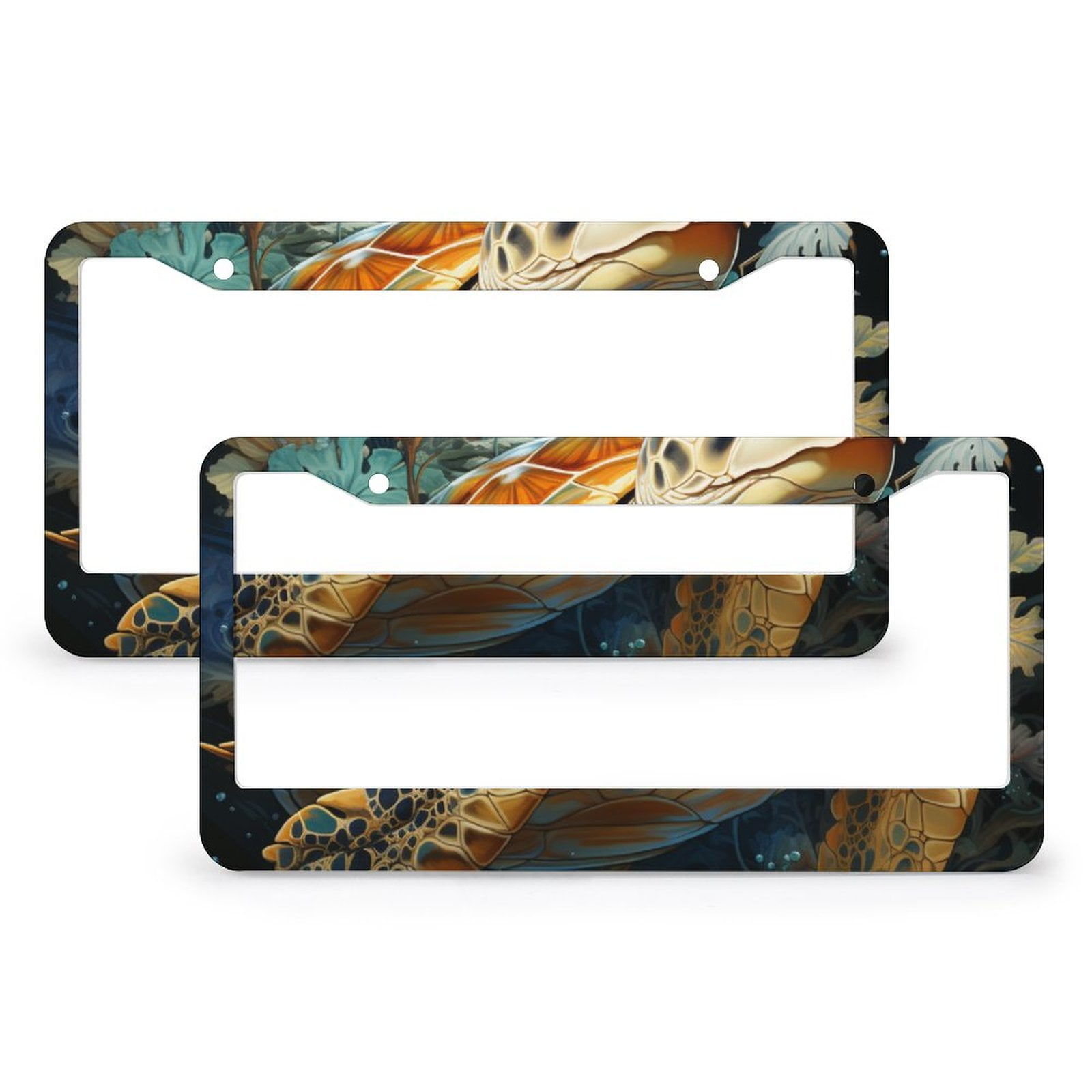 2 Pack Oil Painting of A Sea Turtle with Coral And Sea Shells License ...