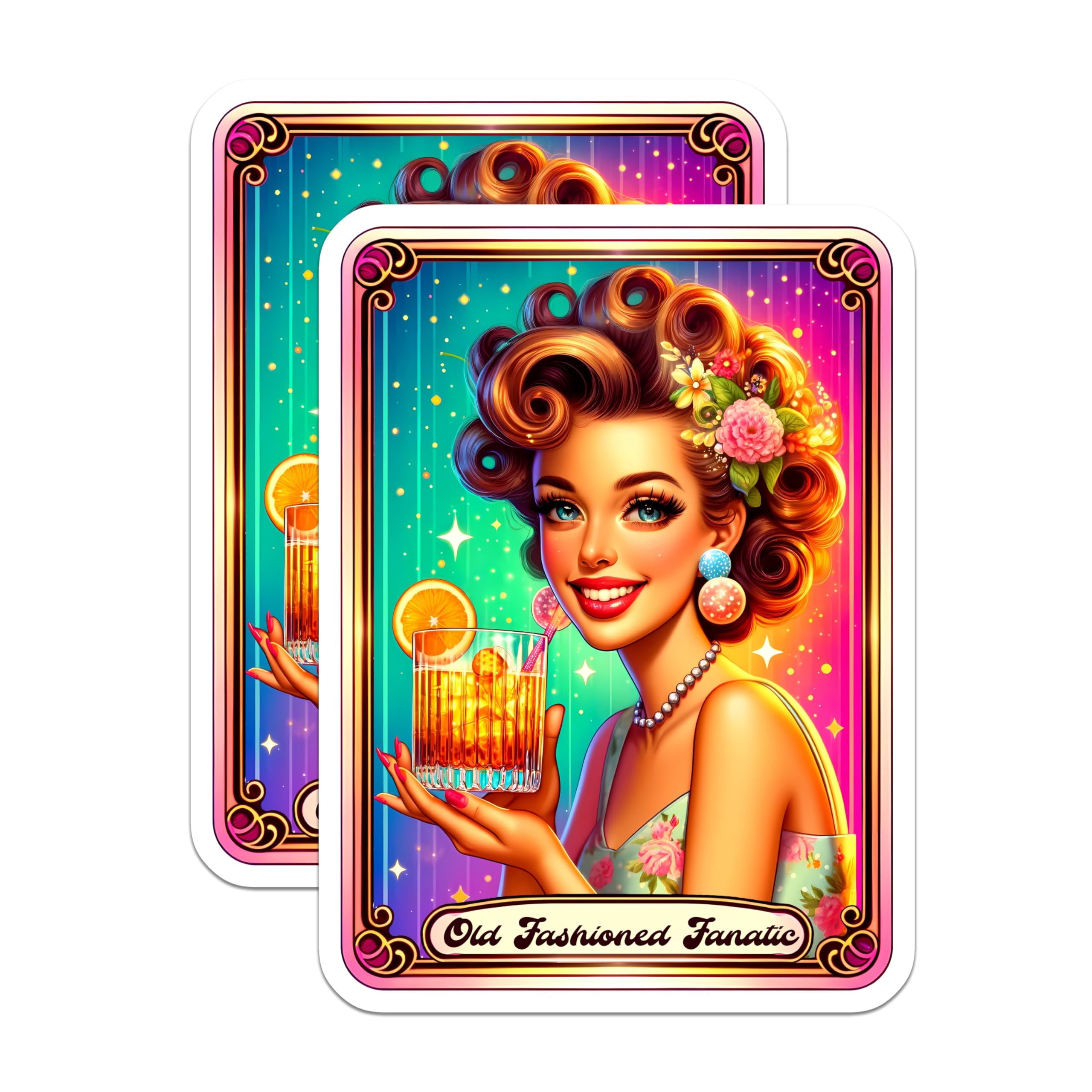 (2 Pack) Old Fashioned Fanatic Stickers - Vintage Pinup Art - Cocktail ...