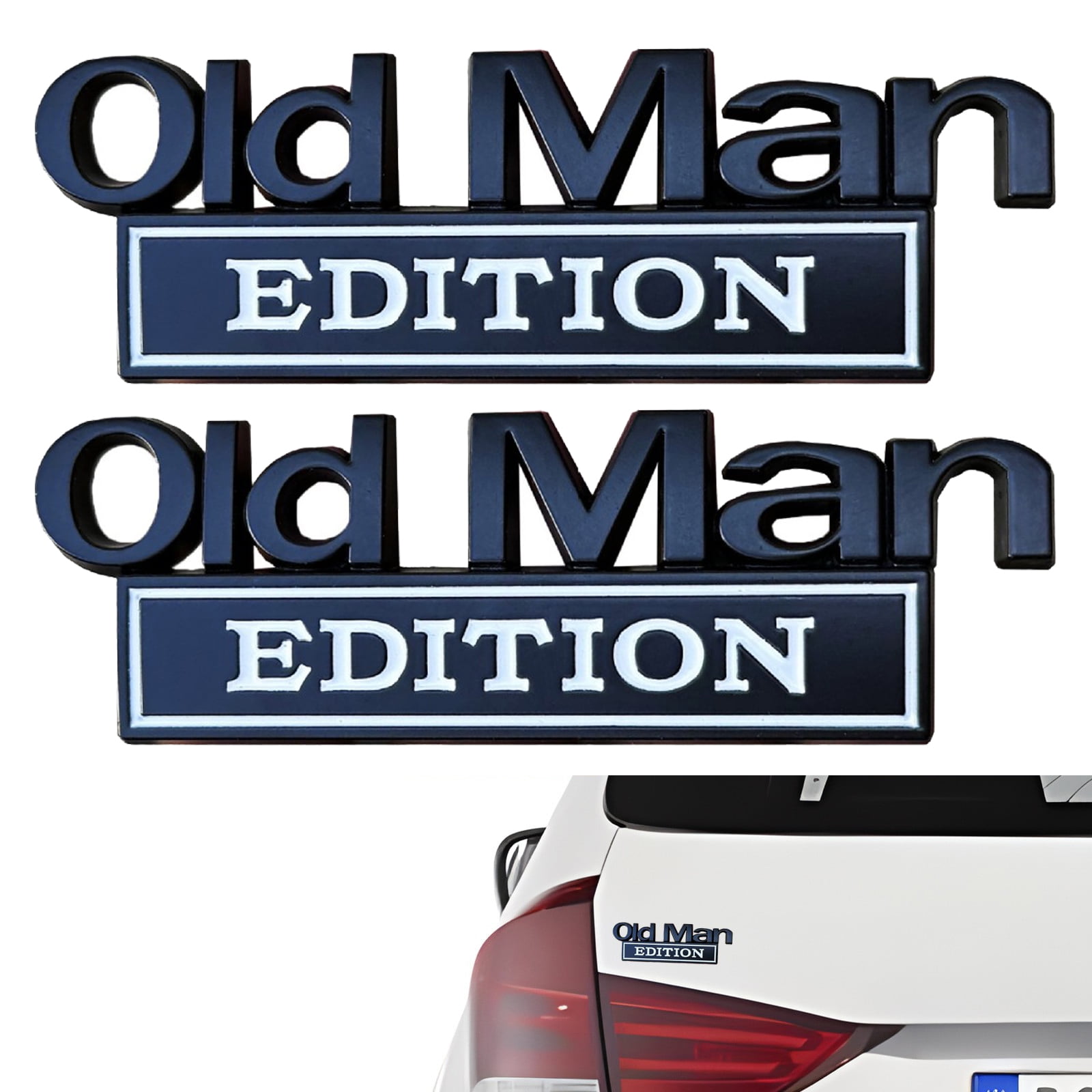 2 Pack Old Man Edition Car Emblem, 3D Sticker Badge, 2025 New Metal ...