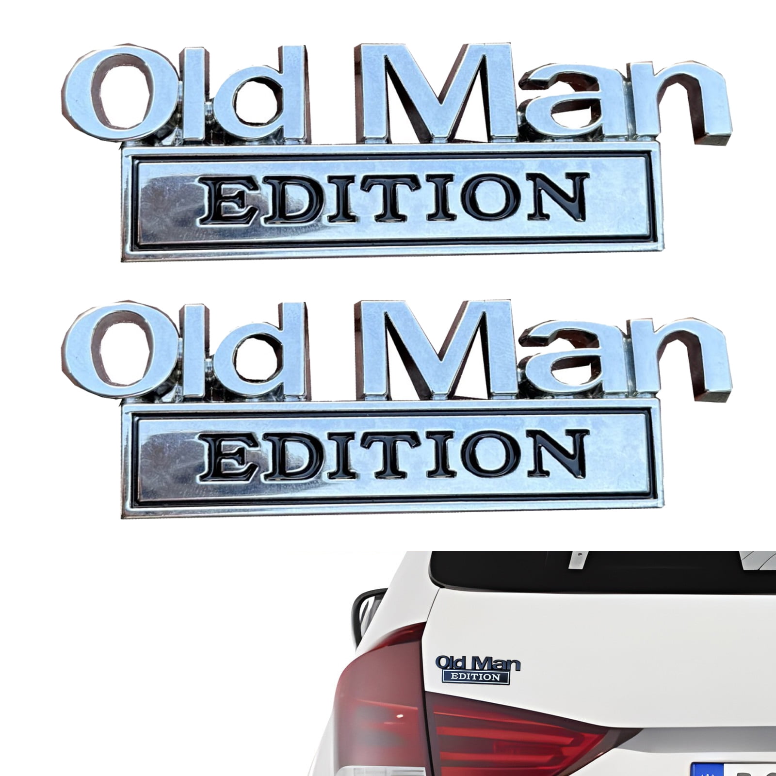 2 Pack Old Man Edition Car Emblem, 3D Sticker Badge, 2025 New Metal ...