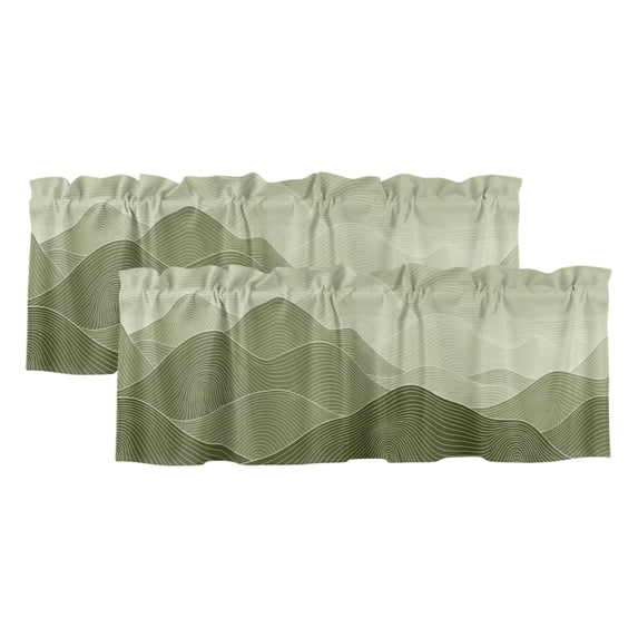 2 Pack Olive Green Mountain Ridges Valance for Window Green Ombre Line ...